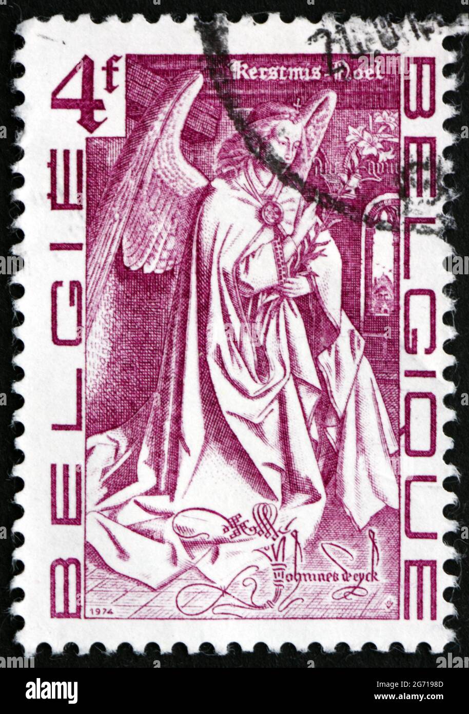 BELGIUM - CIRCA 1974: a stamp printed in the Belgium shows Angel from ...