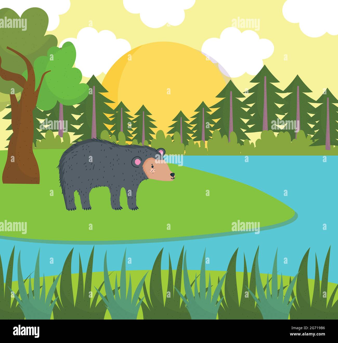 cartoon bear river Stock Vector Image & Art - Alamy