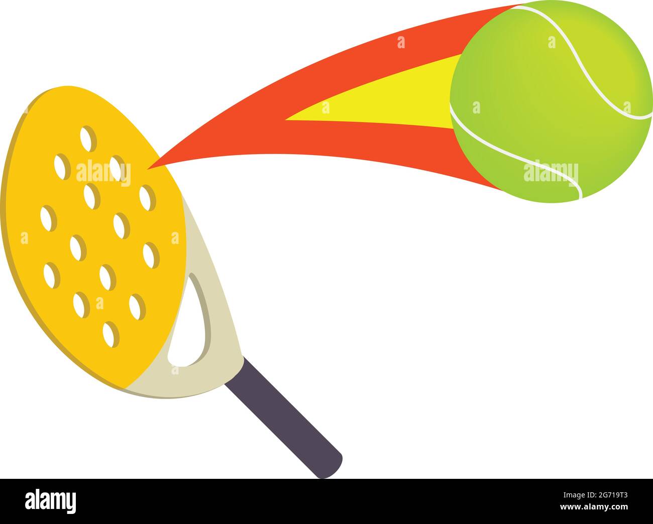 Paddle tennis icon isometric vector. Paddle racket, flying ball. Yellow ...