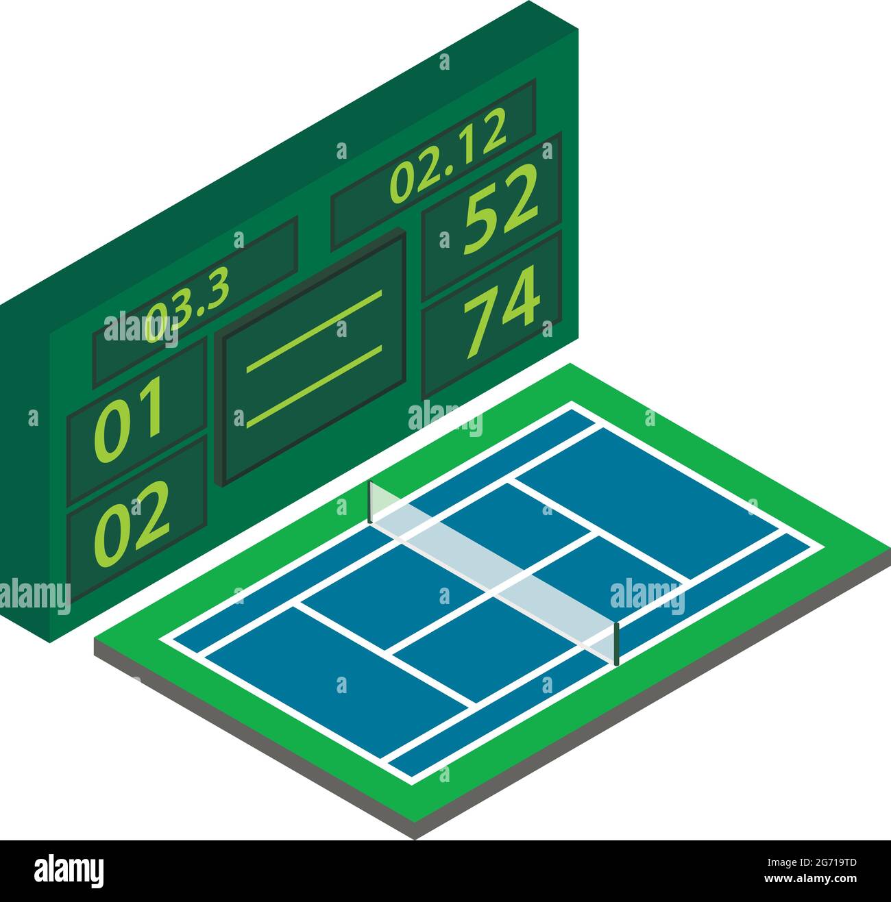 Tennis tournament icon isometric vector. Blue tennis court, digital ...