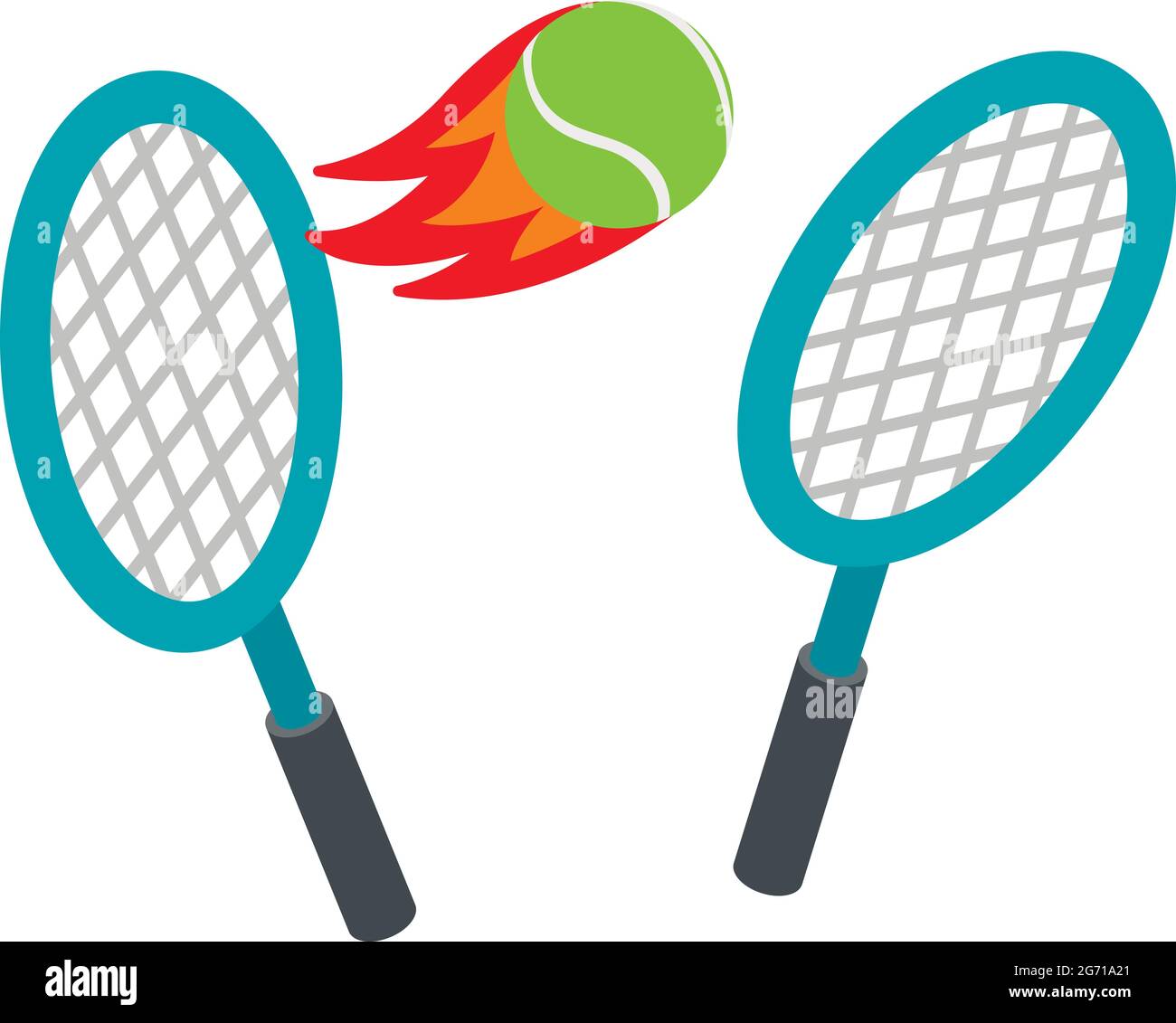 Tennis symbol icon isometric vector. Tennis racket and flying ball ...