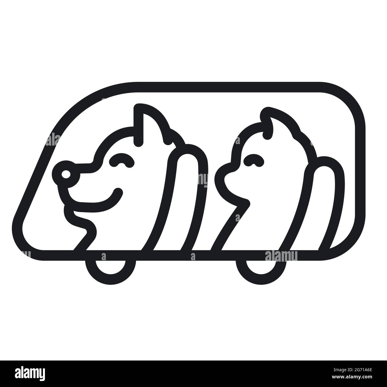 outline illustration of the pets in a car logo for pet transportation ...