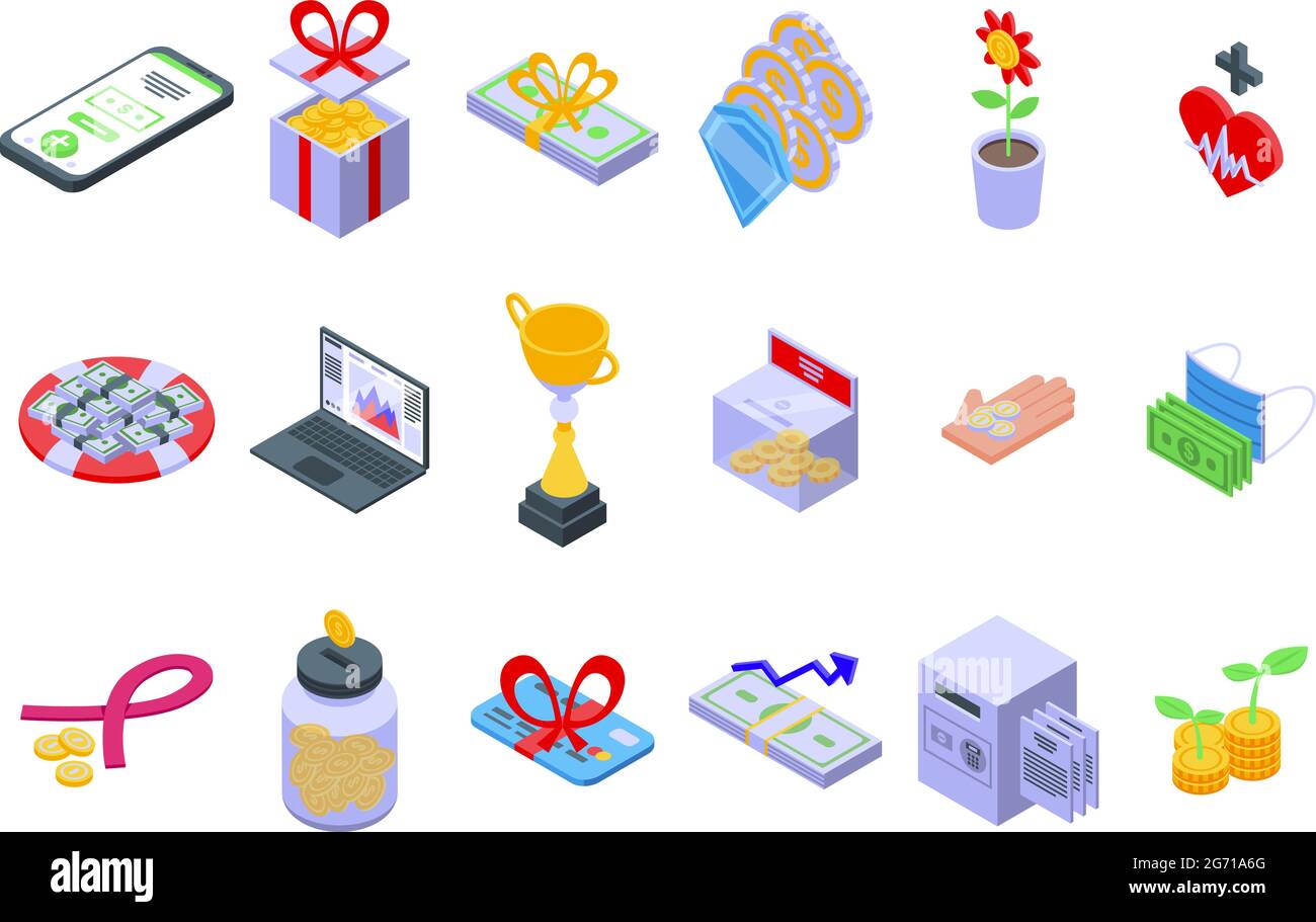 Financial support icons set isometric vector. Finance advice. Business ...