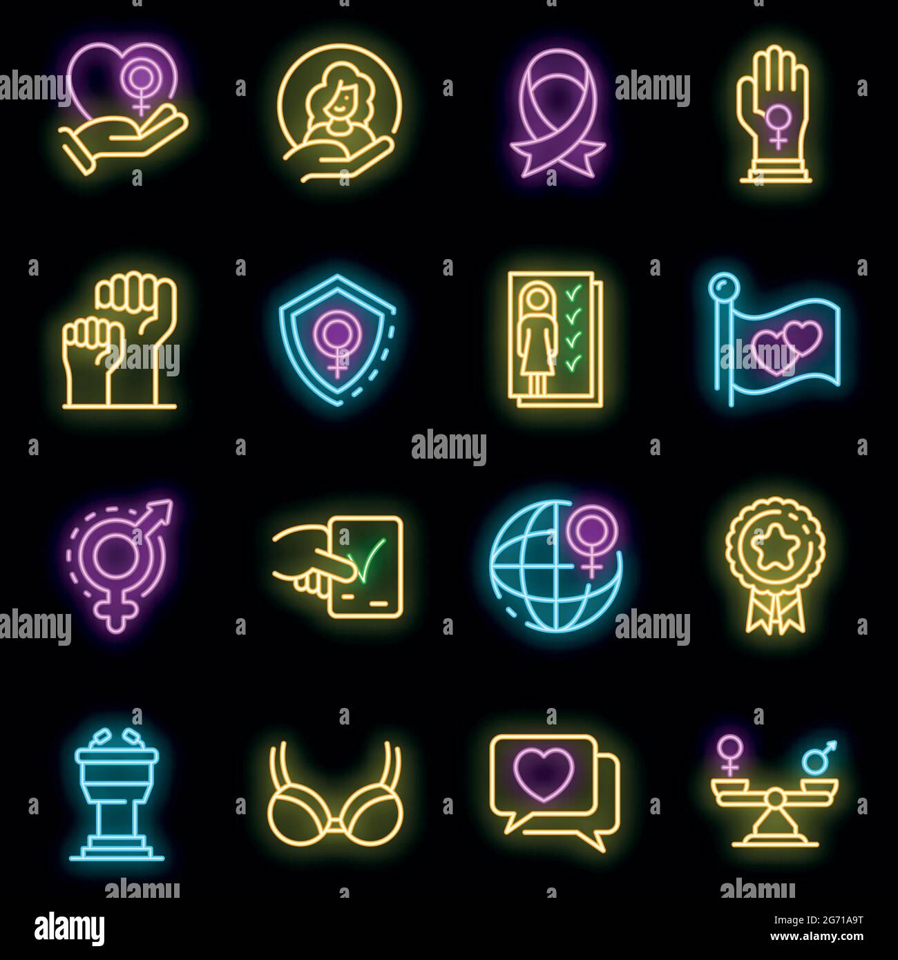 Empowerment icons set. Outline set of empowerment vector icons neon ...