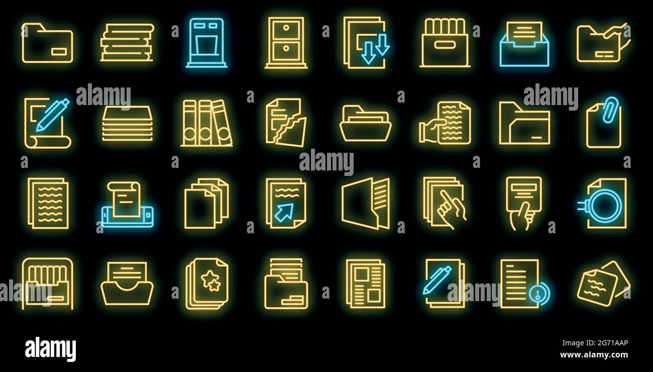 Storage of documents icons set. Outline set of storage of documents ...