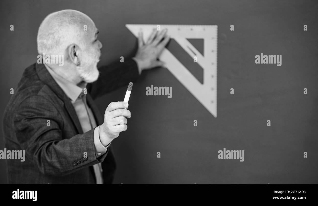 sequential subject. Mathematics at board. favorite subject. senior man ...