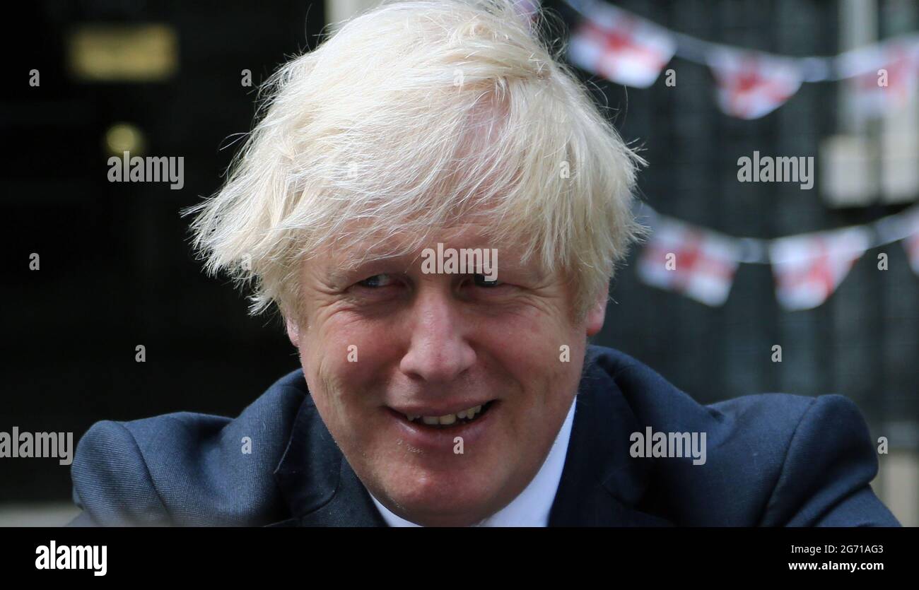 London, UK. 9th July, 2021. UK Prime Minister BORIS JOHNSON holds ...