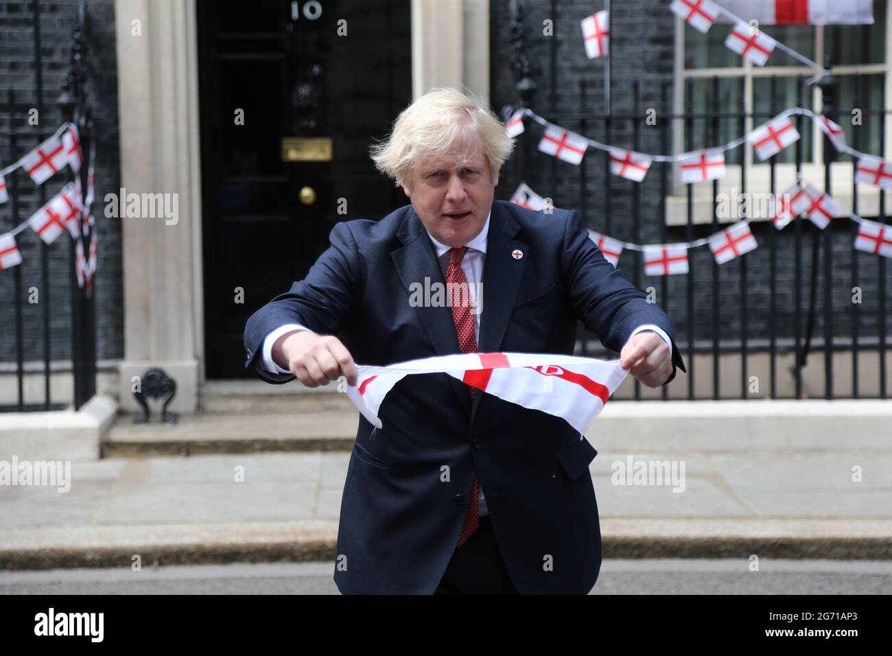 London, UK. 9th July, 2021. UK Prime Minister BORIS JOHNSON holds ...