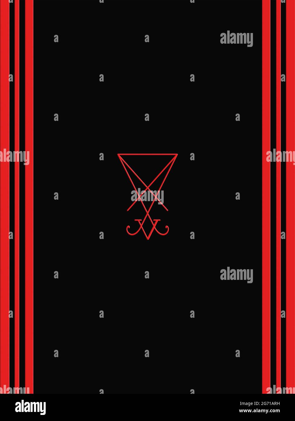 Sigil of Lucifer and red lines. 3D rendering. Black background Stock ...
