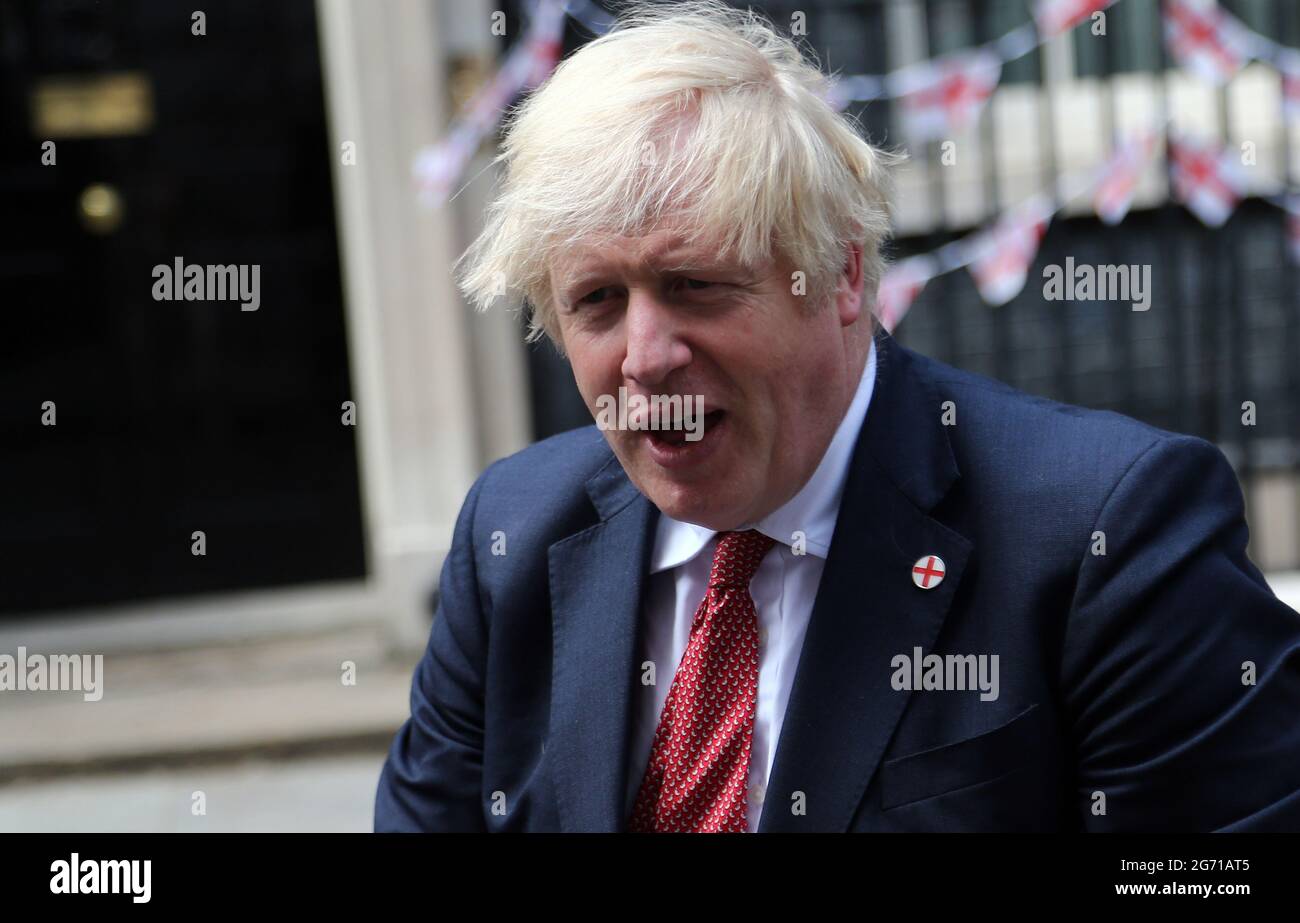 London, UK. 9th July, 2021. UK Prime Minister BORIS JOHNSON holds ...