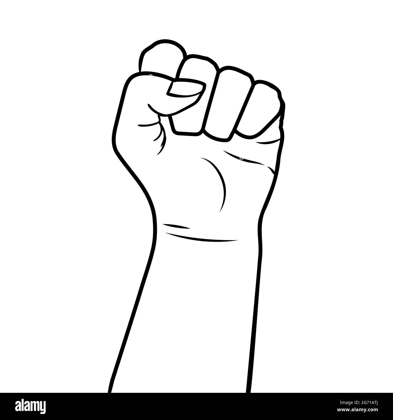 Hand in Fist Black Woman. Feminism. Monochrome vector illustration ...