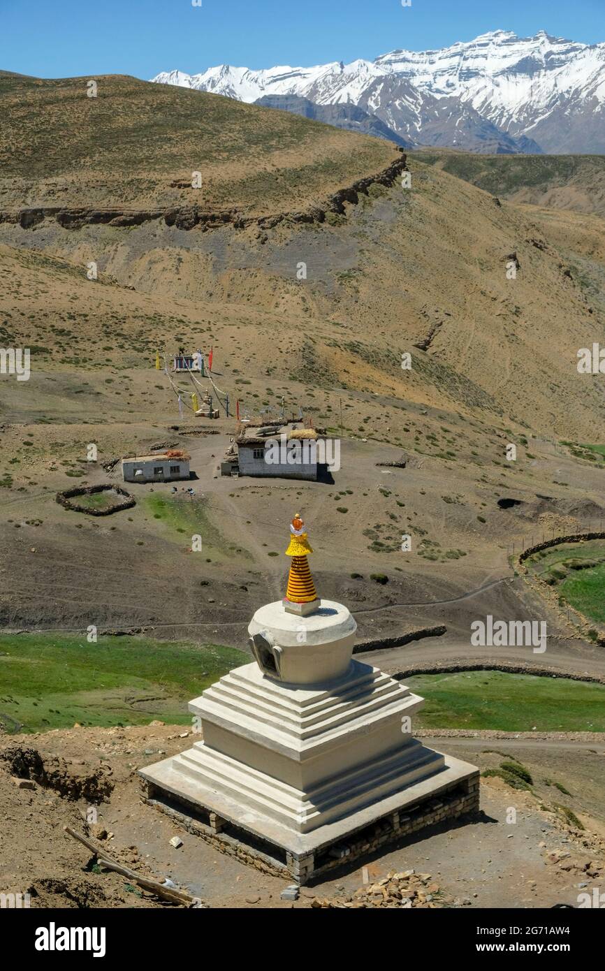 Komic, India - June 2021: Stupa of the Tangyud Monastery in Komic on ...