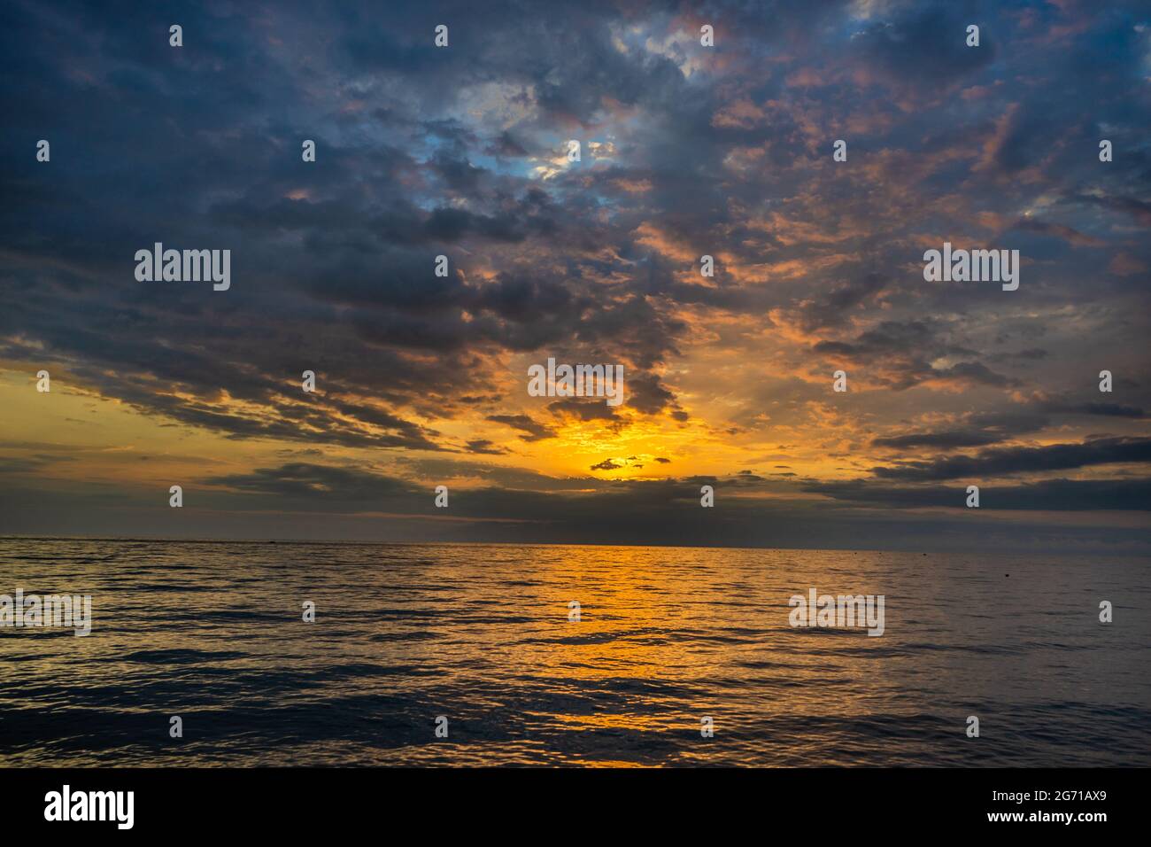 Sunset over the Black sea coastline in Adjara region, Georgia Stock ...