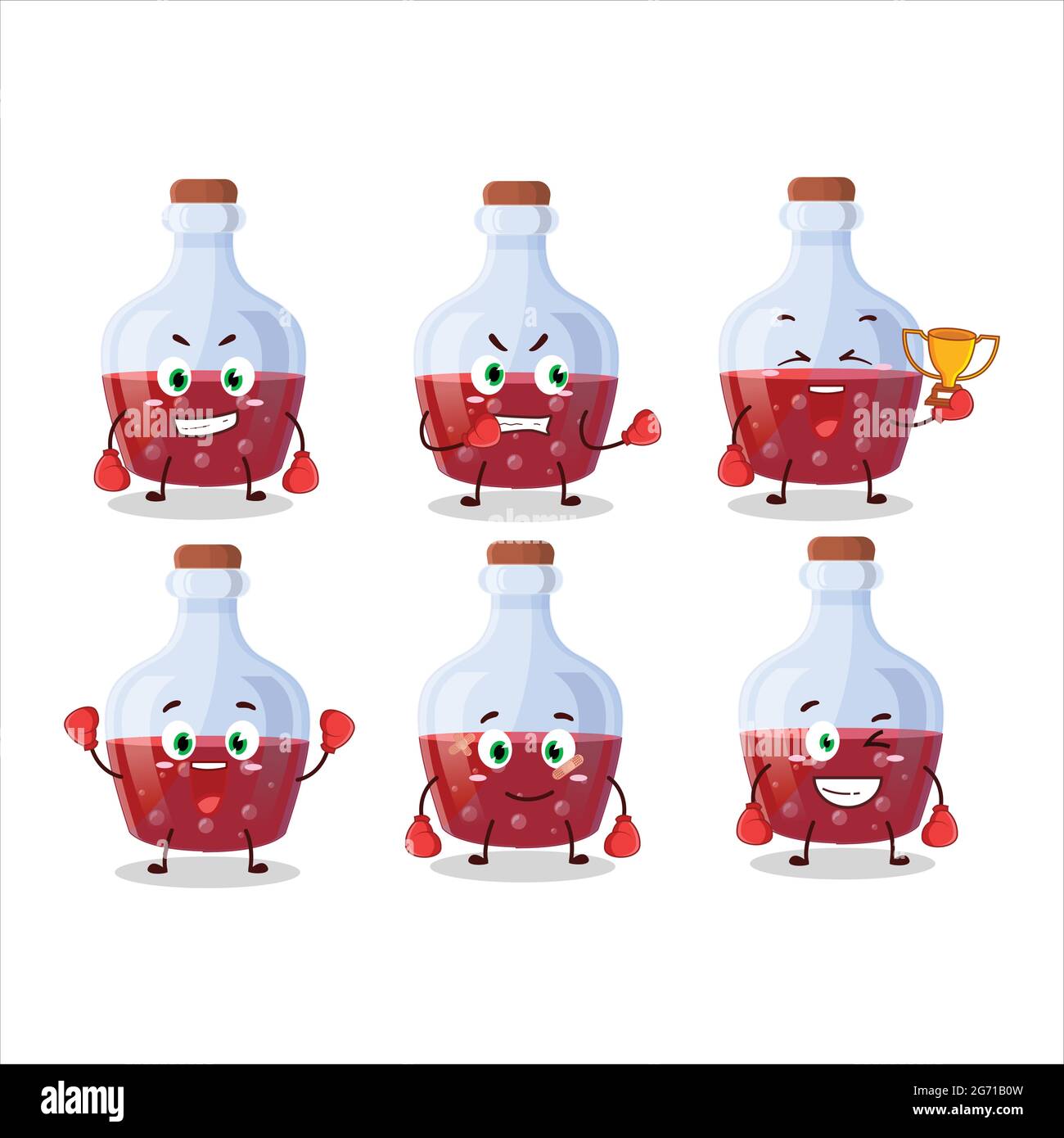 A sporty red magic potion boxing athlete cartoon mascot design. Vector ...