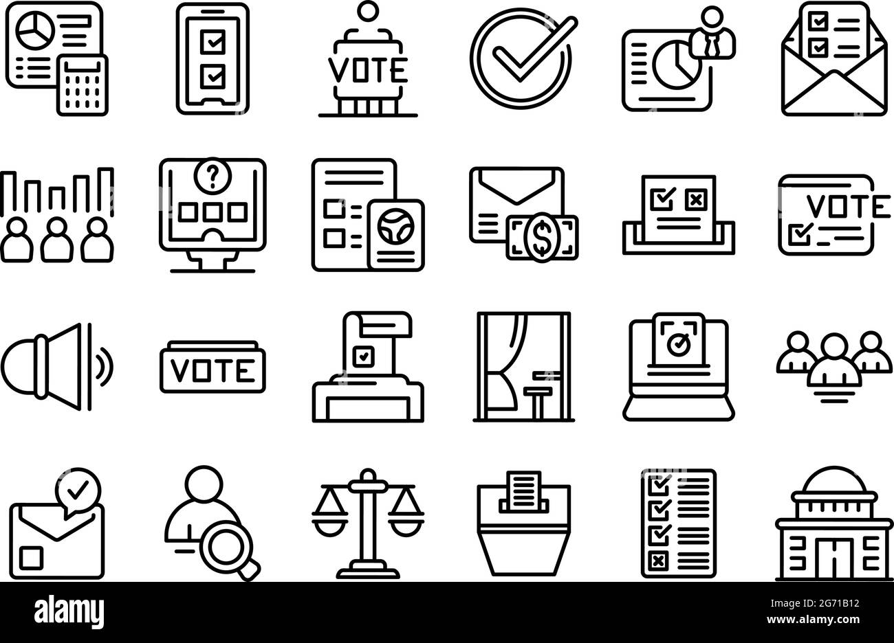 Polling booth icons set outline vector. Ballot box. Choice election ...