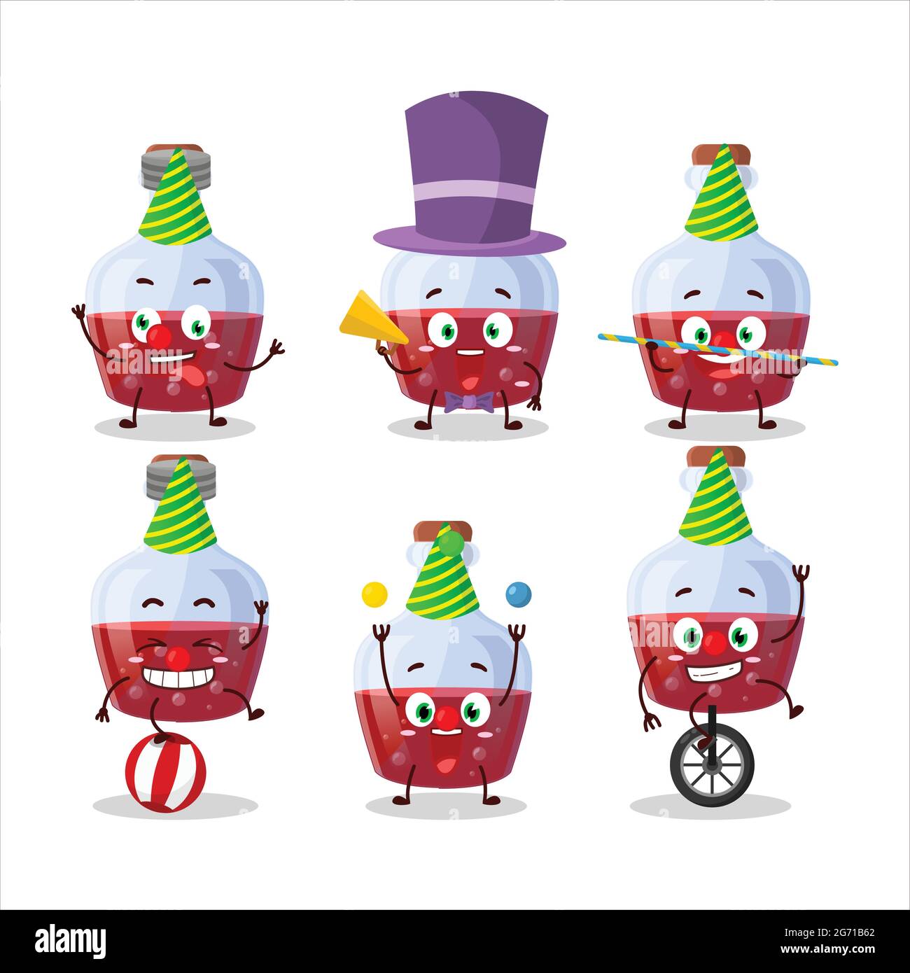 Cartoon character of red magic potion with various circus shows. Vector ...