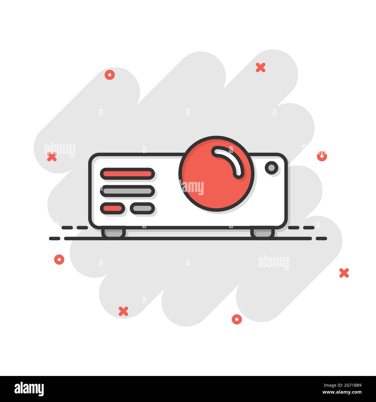 Video projector sign icon in comic style. Cinema presentation device ...