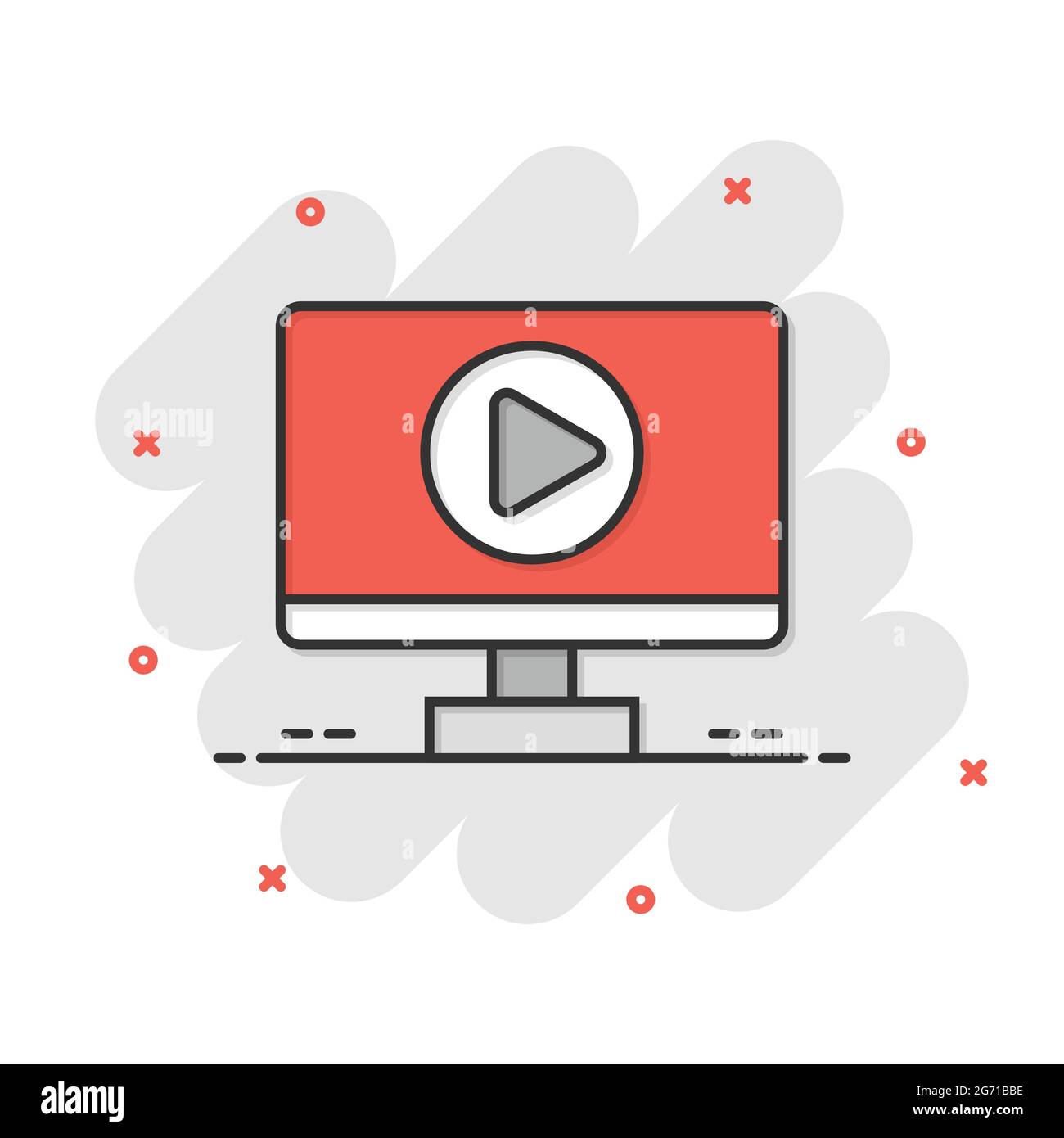 Tv screen icon in comic style. Video cartoon vector illustration on ...