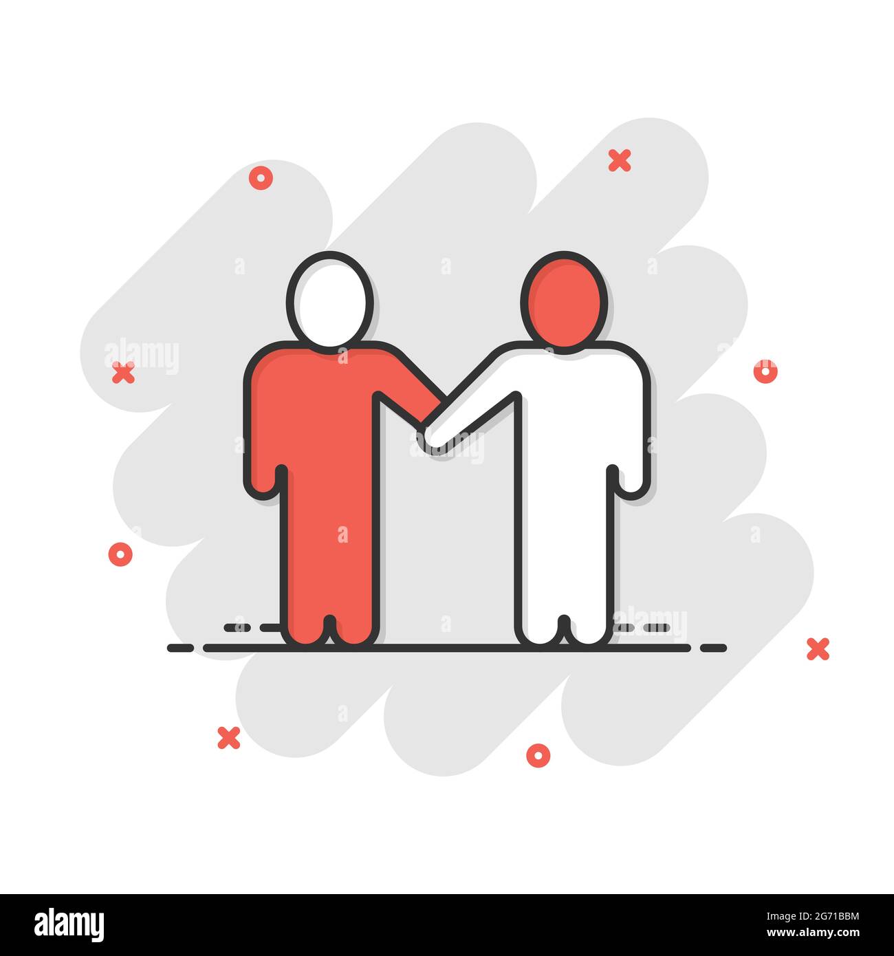 Greetings gesture icon in comic style. People handshake cartoon vector ...