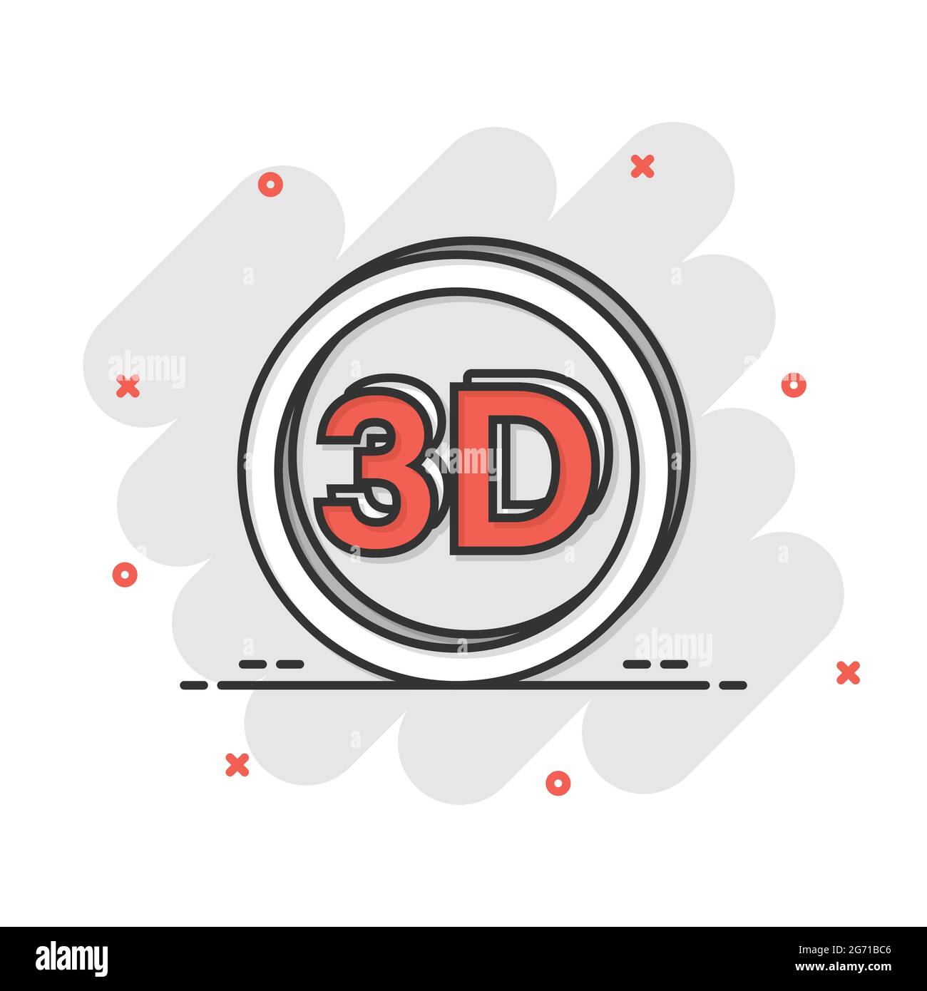3d text icon in comic style. Word cartoon vector illustration on white ...
