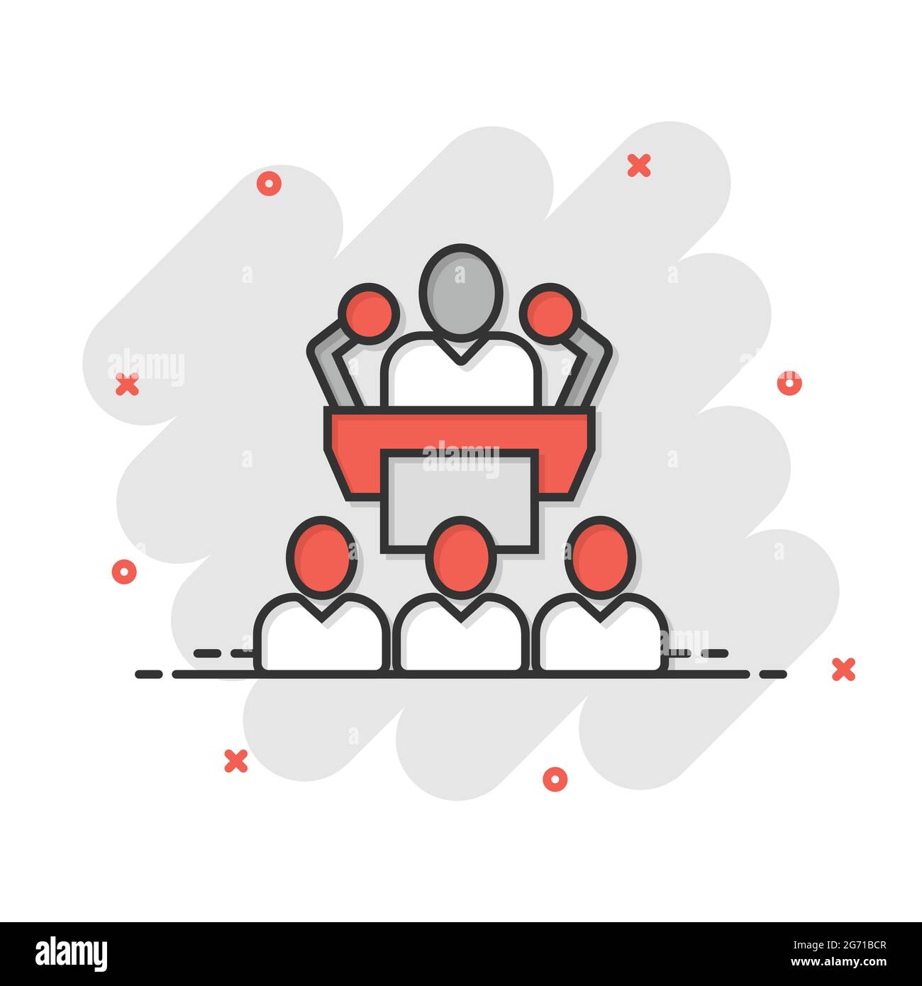 People on podium icon in comic style. Speaker cartoon vector ...