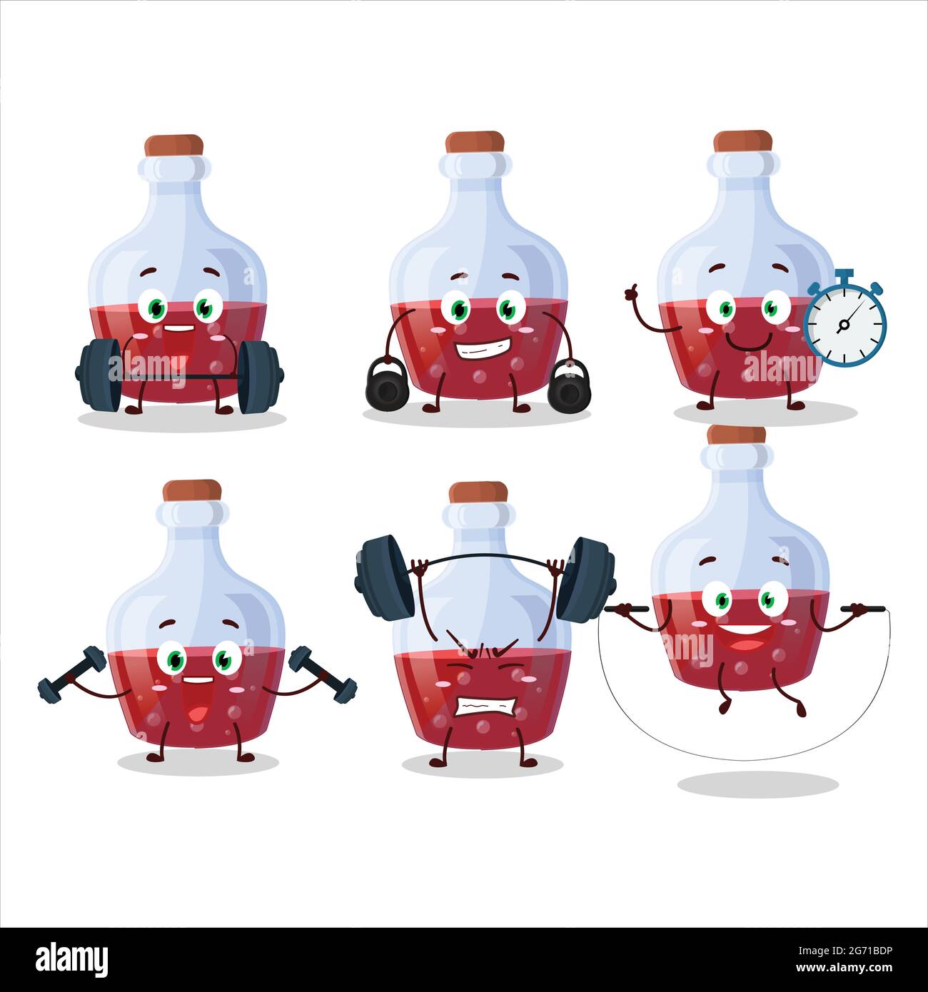 A healthy red magic potion cartoon style trying some tools on Fitness ...