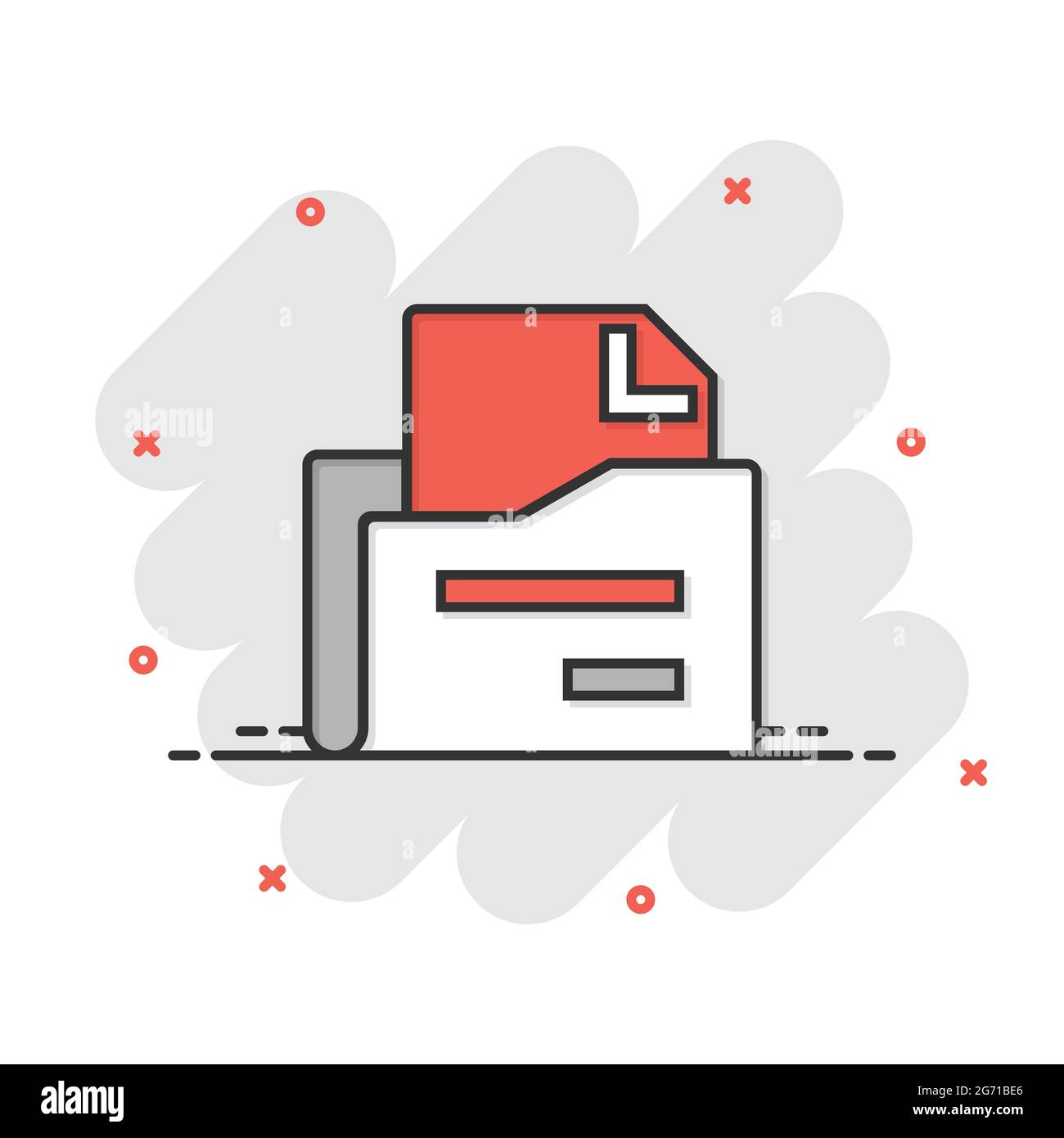 File folder icon in comic style. Documents archive cartoon vector ...