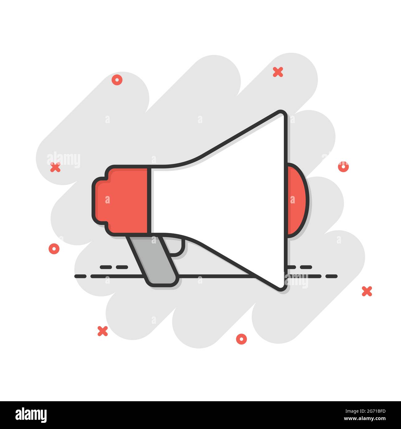 Megaphone speaker icon in comic style. Bullhorn cartoon sign vector ...