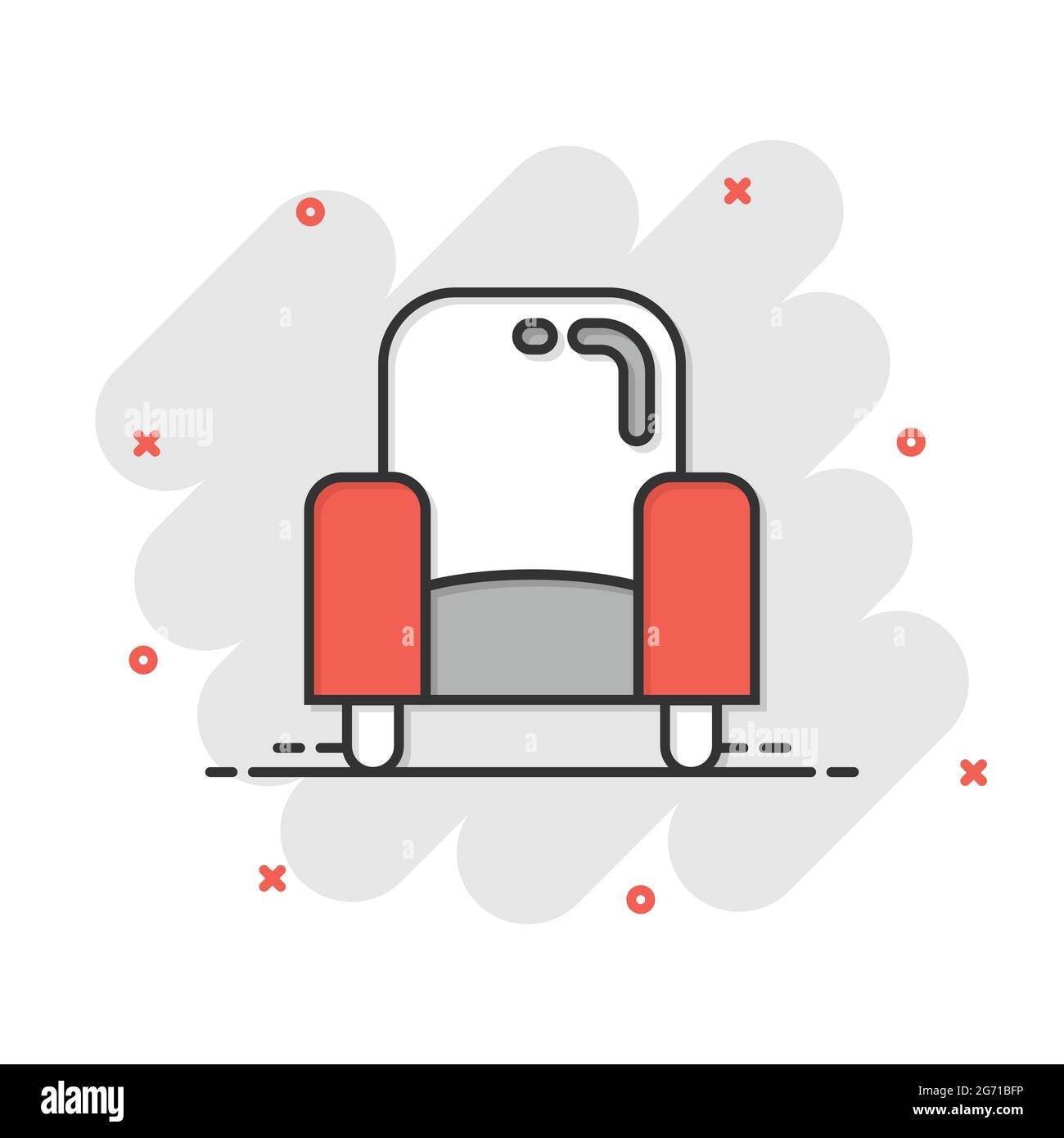 Cinema chair icon in comic style. Armchair cartoon vector illustration ...