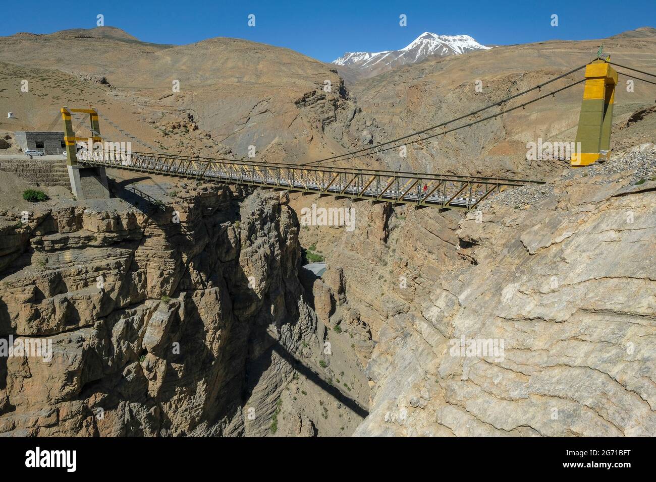 Kaza, India - June 2021: Chicham Bridge, located at a height of about ...