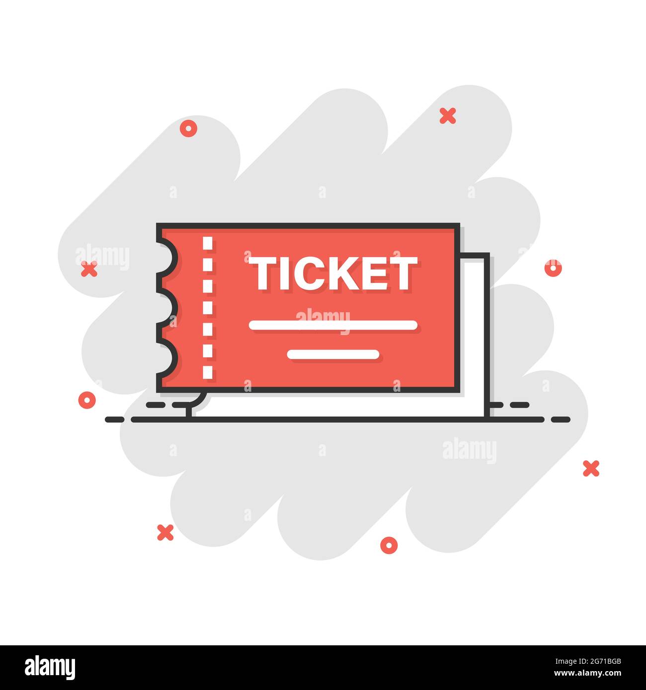 Cinema ticket icon in comic style. Admit one coupon entrance cartoon ...
