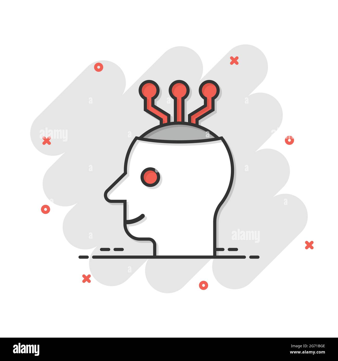 Mind awareness icon in comic style. Idea human cartoon vector ...
