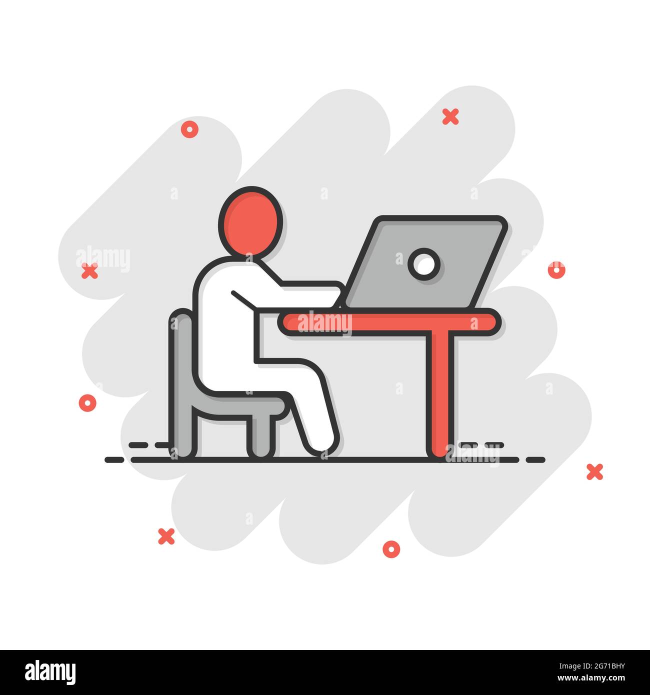 People with laptop computer icon in comic style. Pc user cartoon vector ...