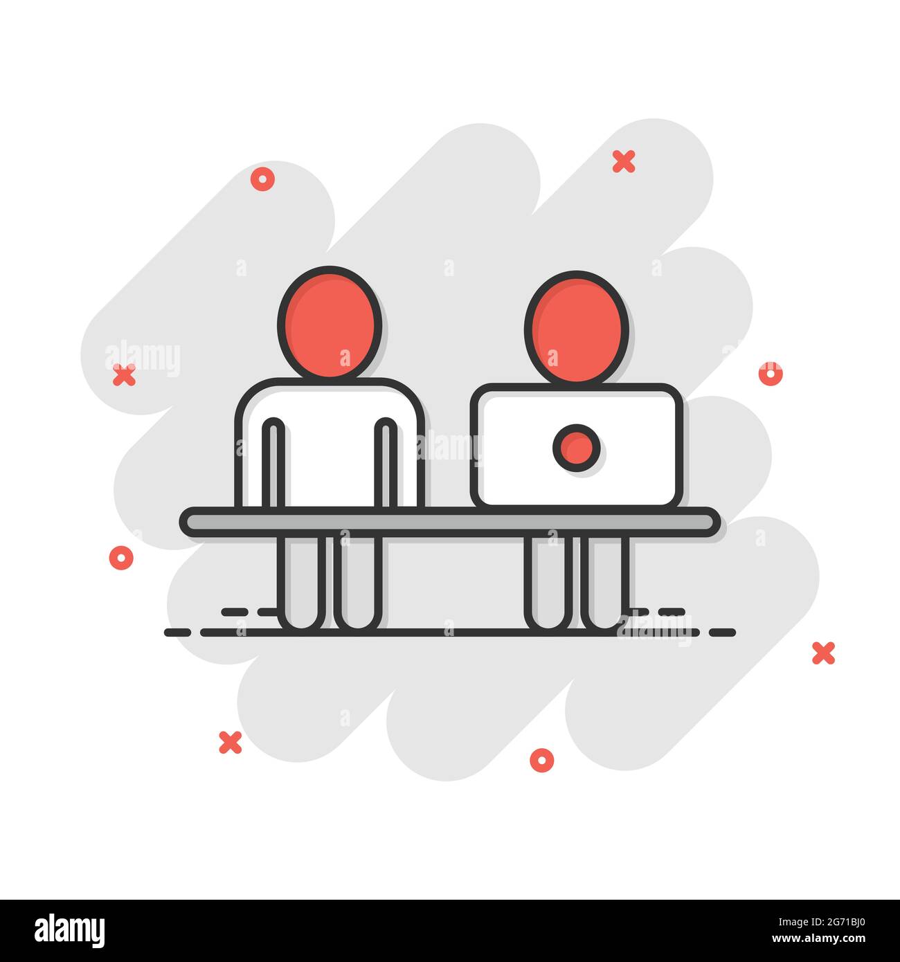 People with laptop computer icon in comic style. Pc user cartoon vector ...