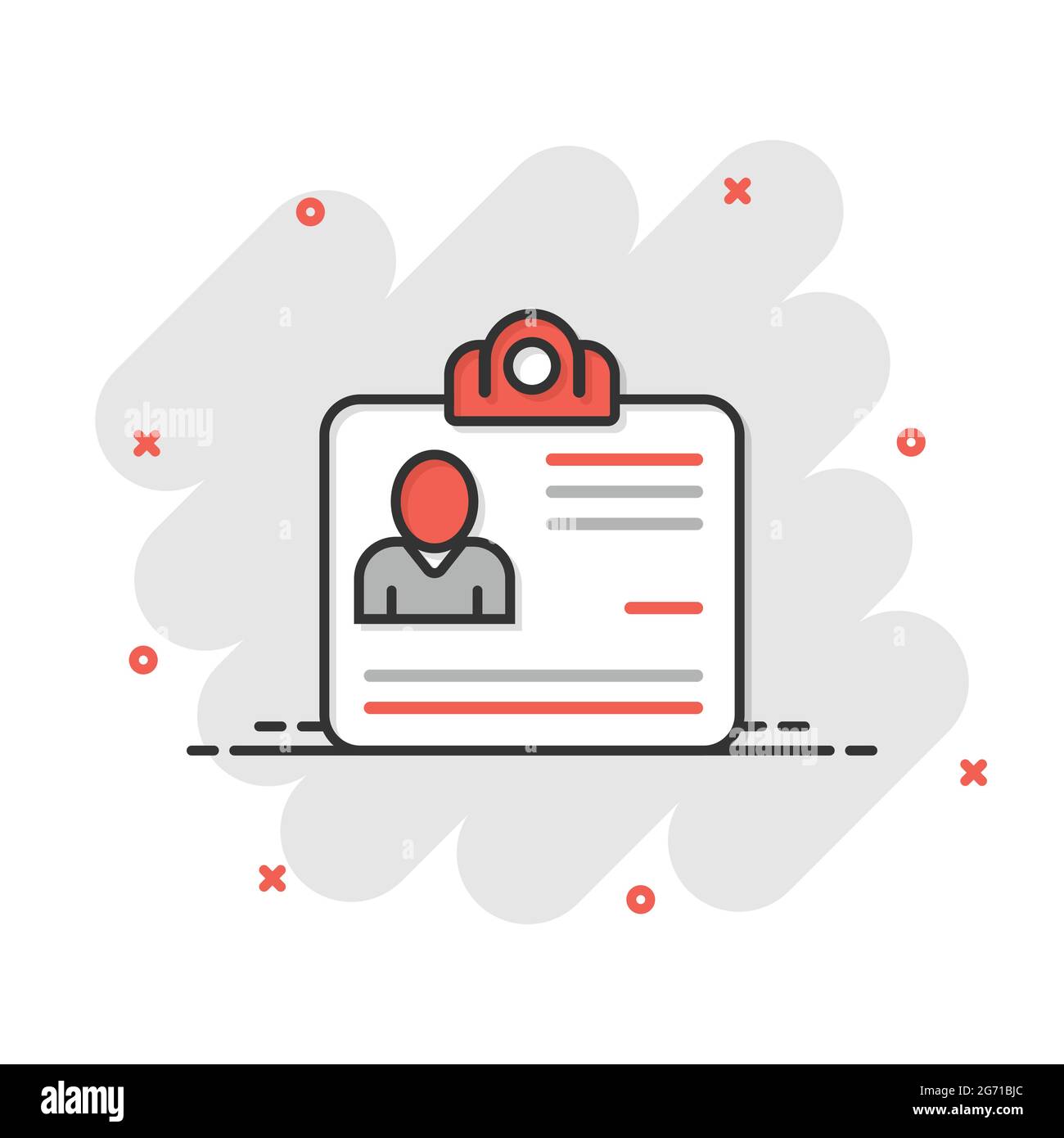 Id card icon in comic style. Identity tag cartoon vector illustration ...