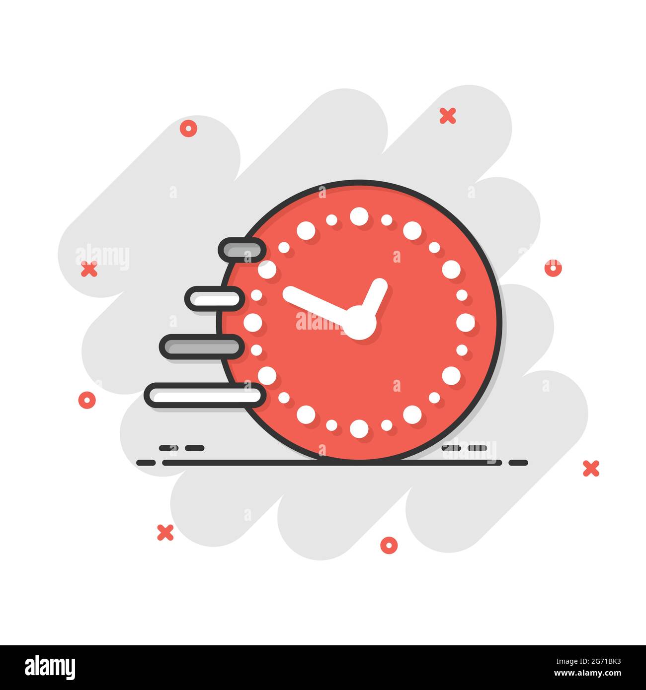 Clock icon in comic style. Watch cartoon vector illustration on white ...