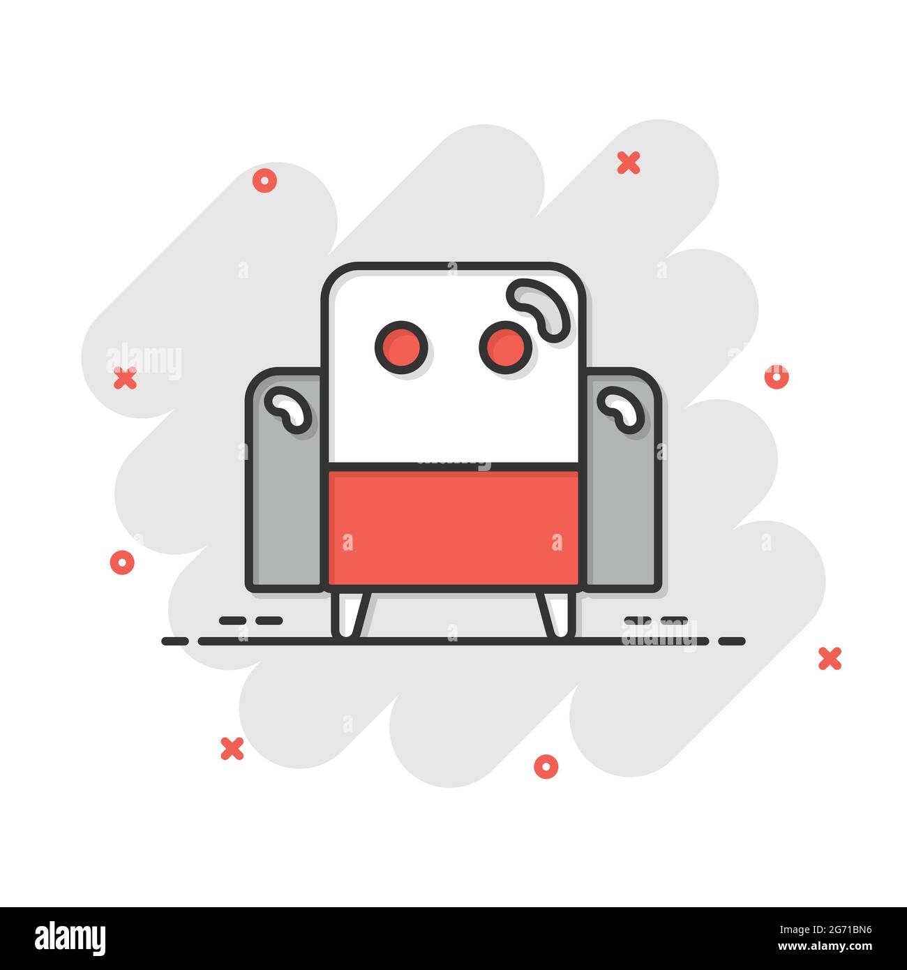 Cinema chair icon in comic style. Armchair cartoon vector illustration ...
