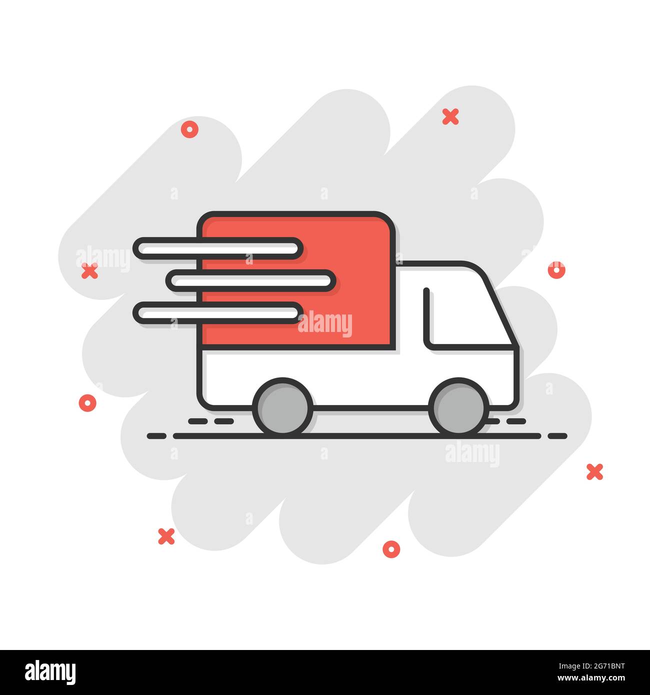 Delivery truck icon in comic style. Van cartoon vector illustration on ...