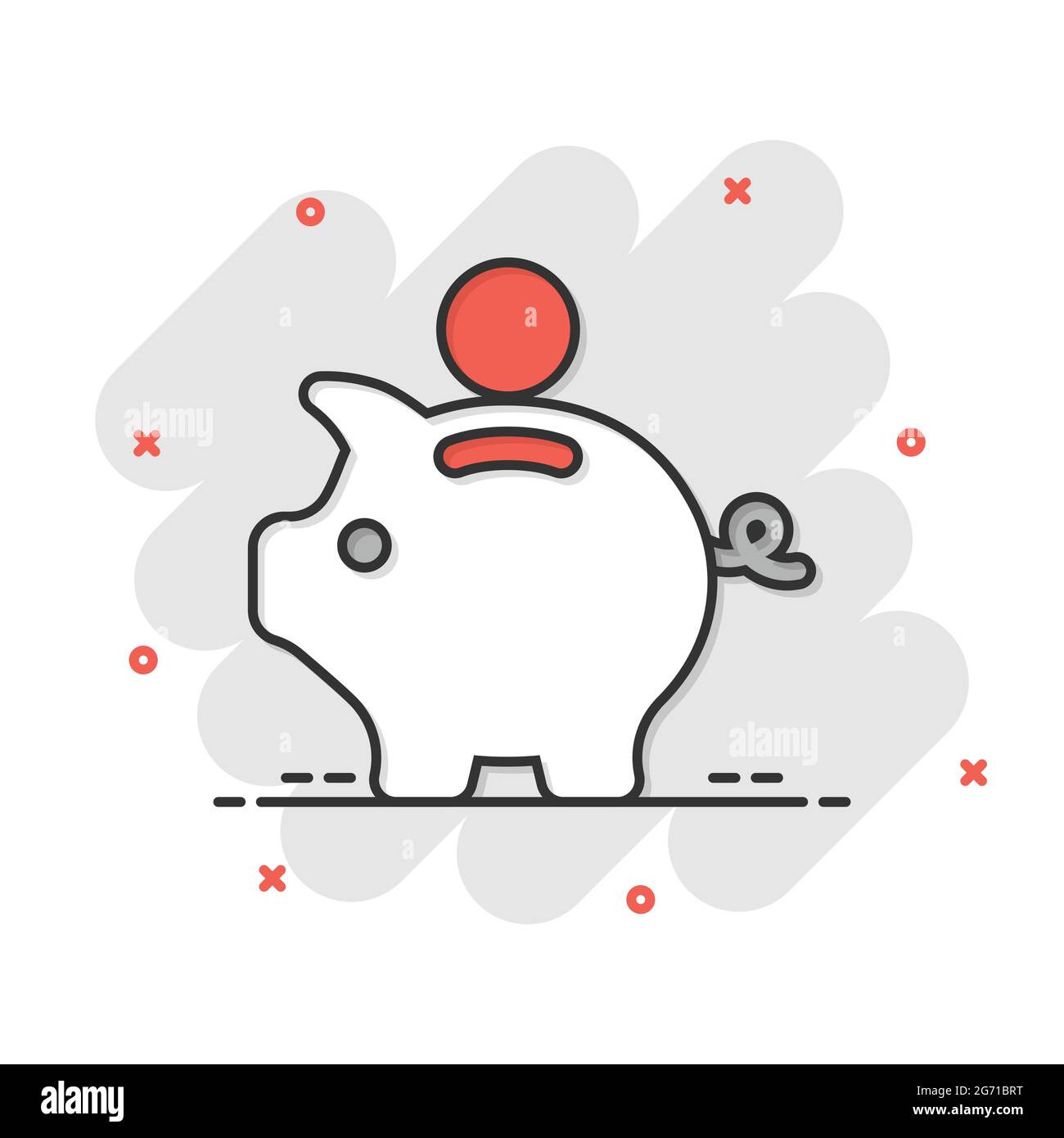 Money box icon in comic style. Pig container cartoon vector ...