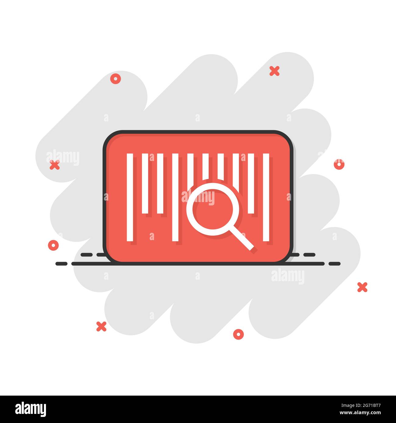 Barcode icon in comic style. Product distribution cartoon vector ...