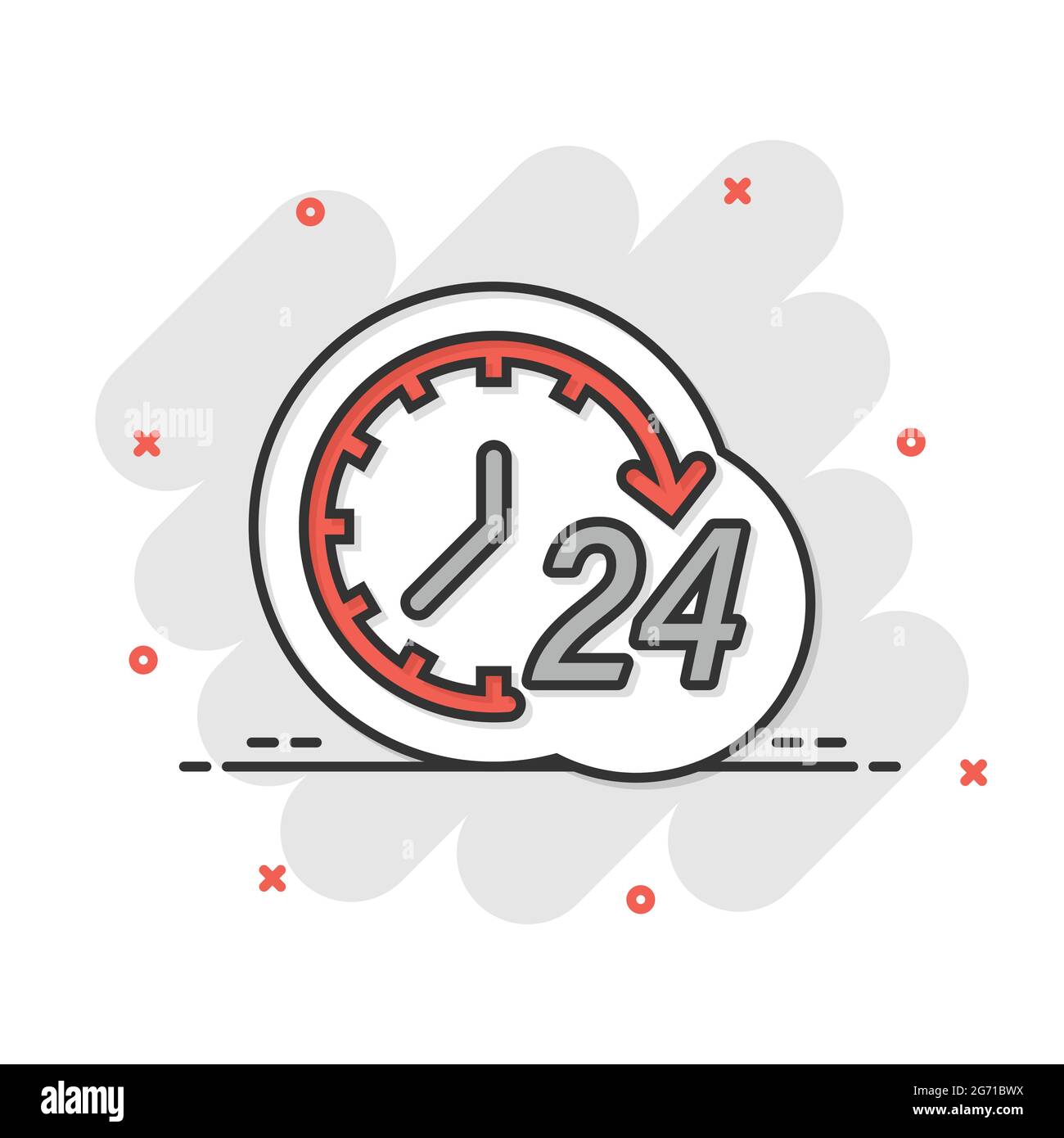 Clock icon in comic style. Watch cartoon vector illustration on white ...