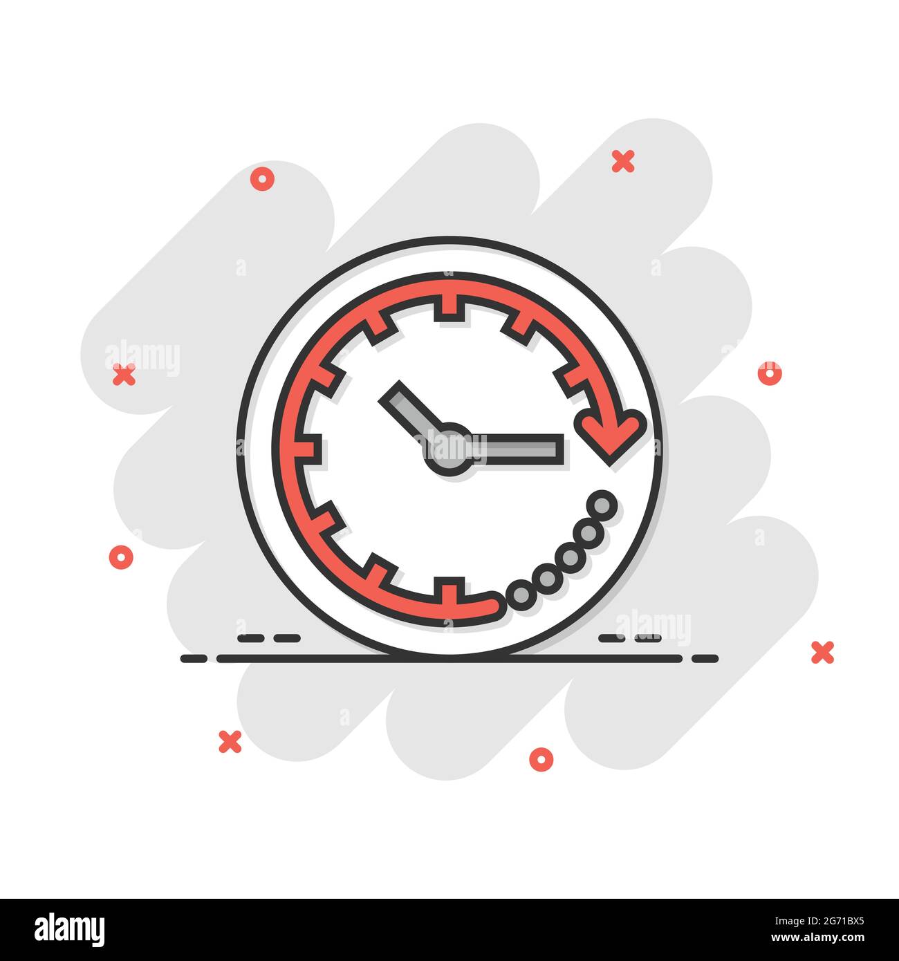 Clock icon in comic style. Watch cartoon vector illustration on white ...