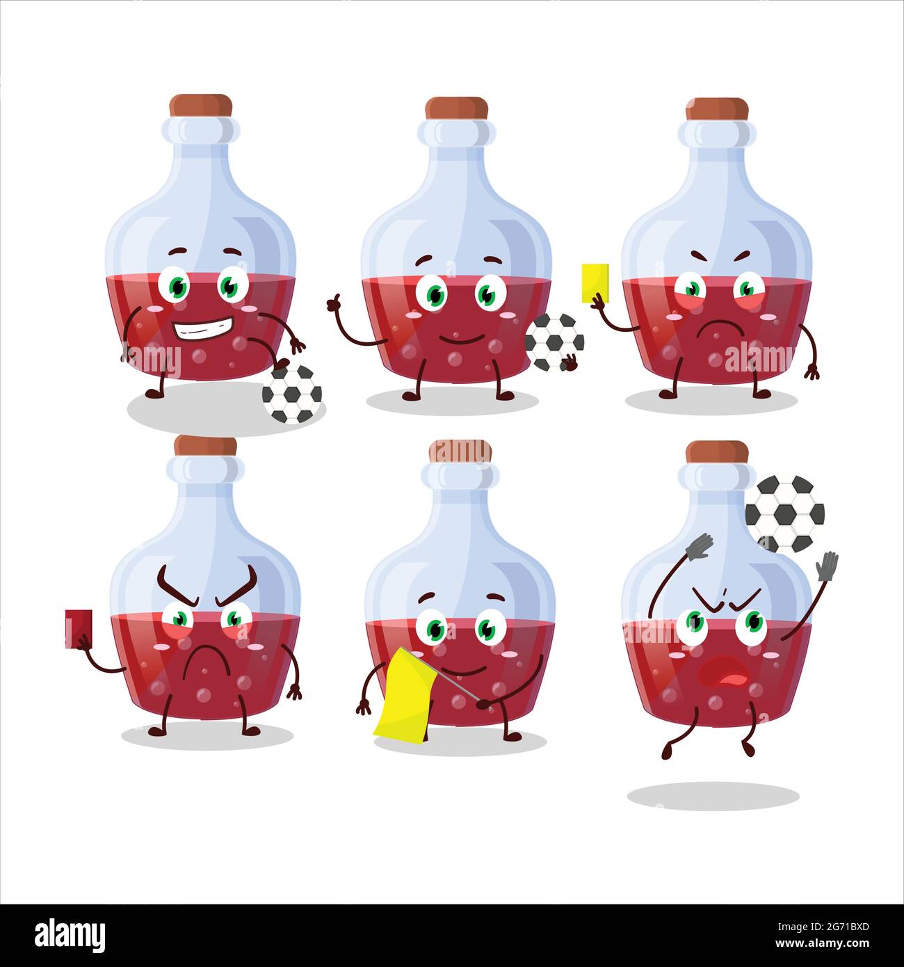 Red magic potion cartoon character working as a Football referee ...