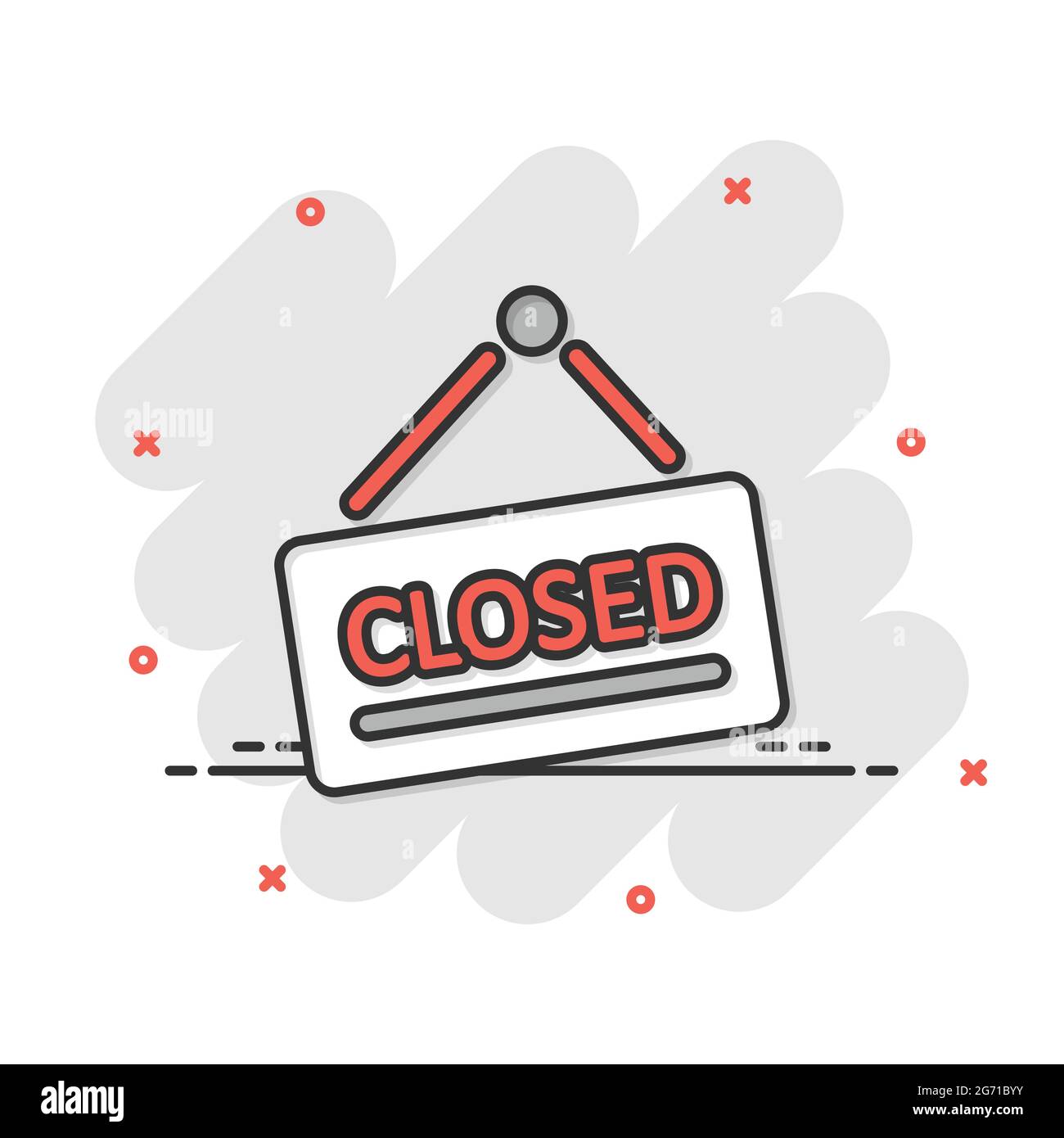 Closed sign icon in comic style. Accessibility cartoon vector ...