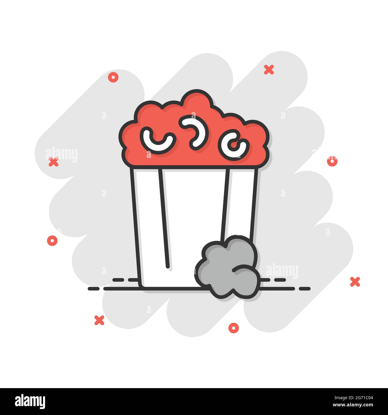 Film icon in comic style. Popcorn cartoon vector illustration on white ...