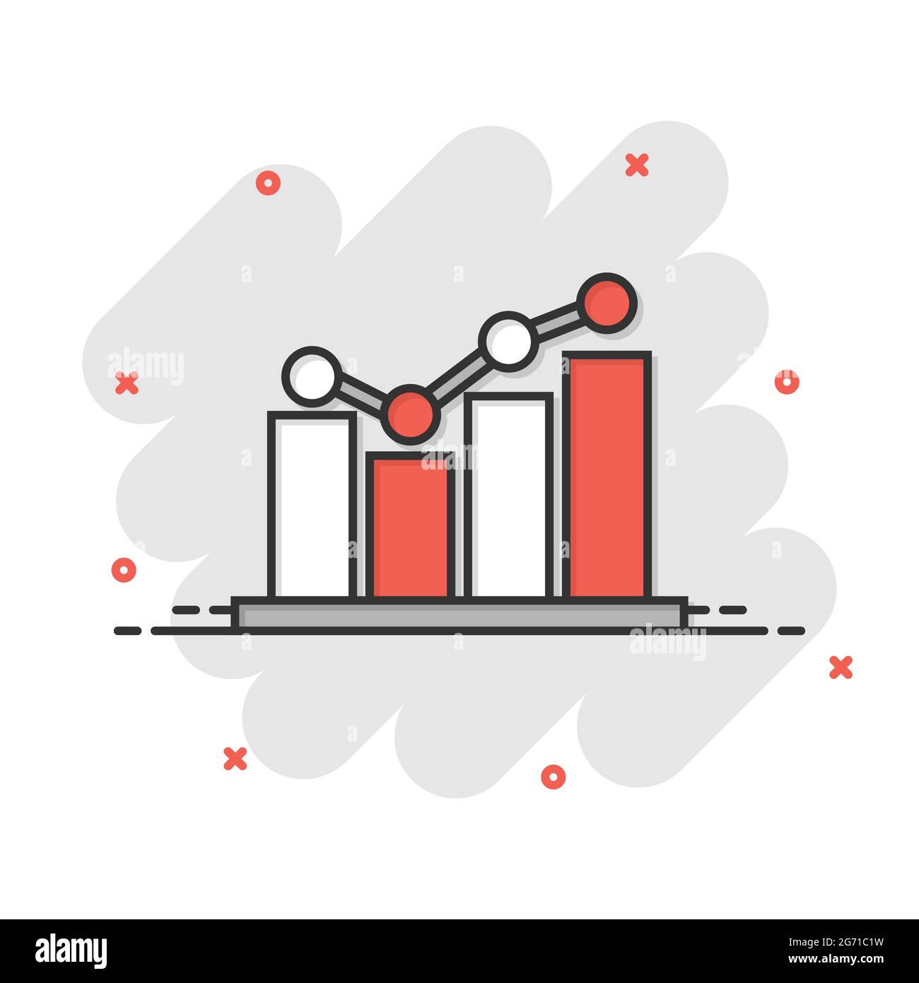 Growing bar graph icon in comic style. Increase arrow cartoon vector ...