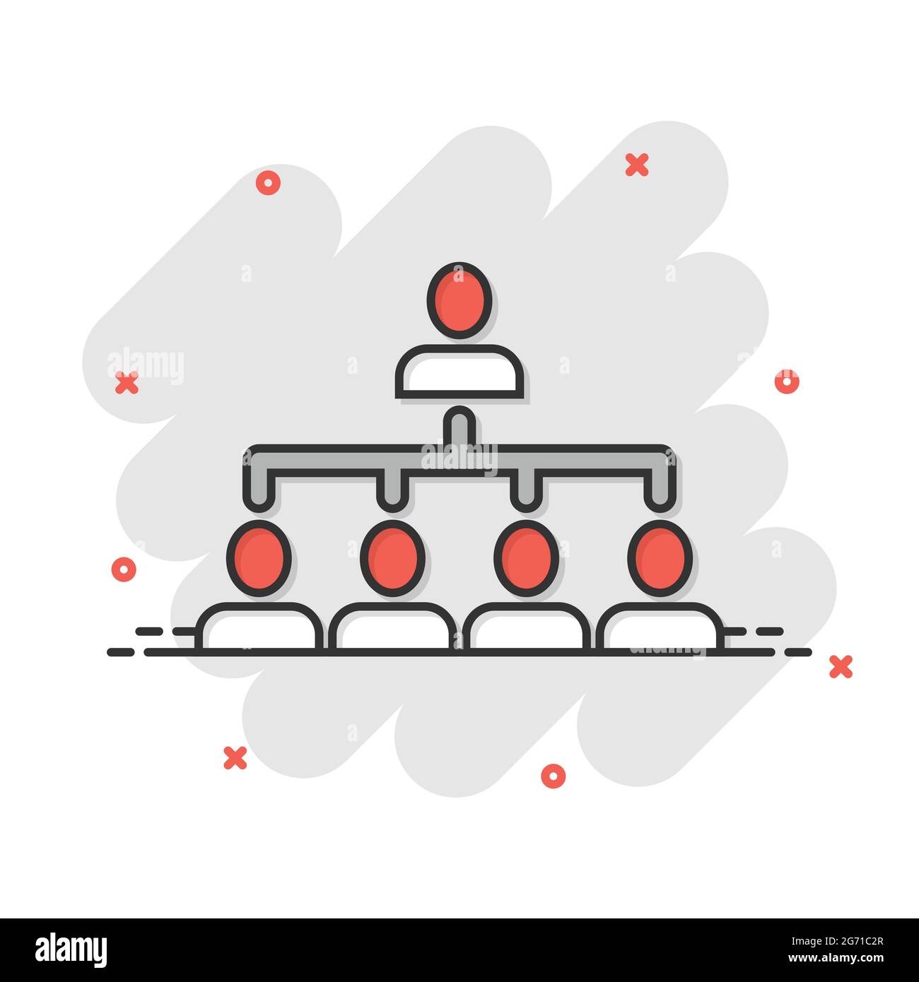 Corporate organization chart with business people vector icon in comic ...