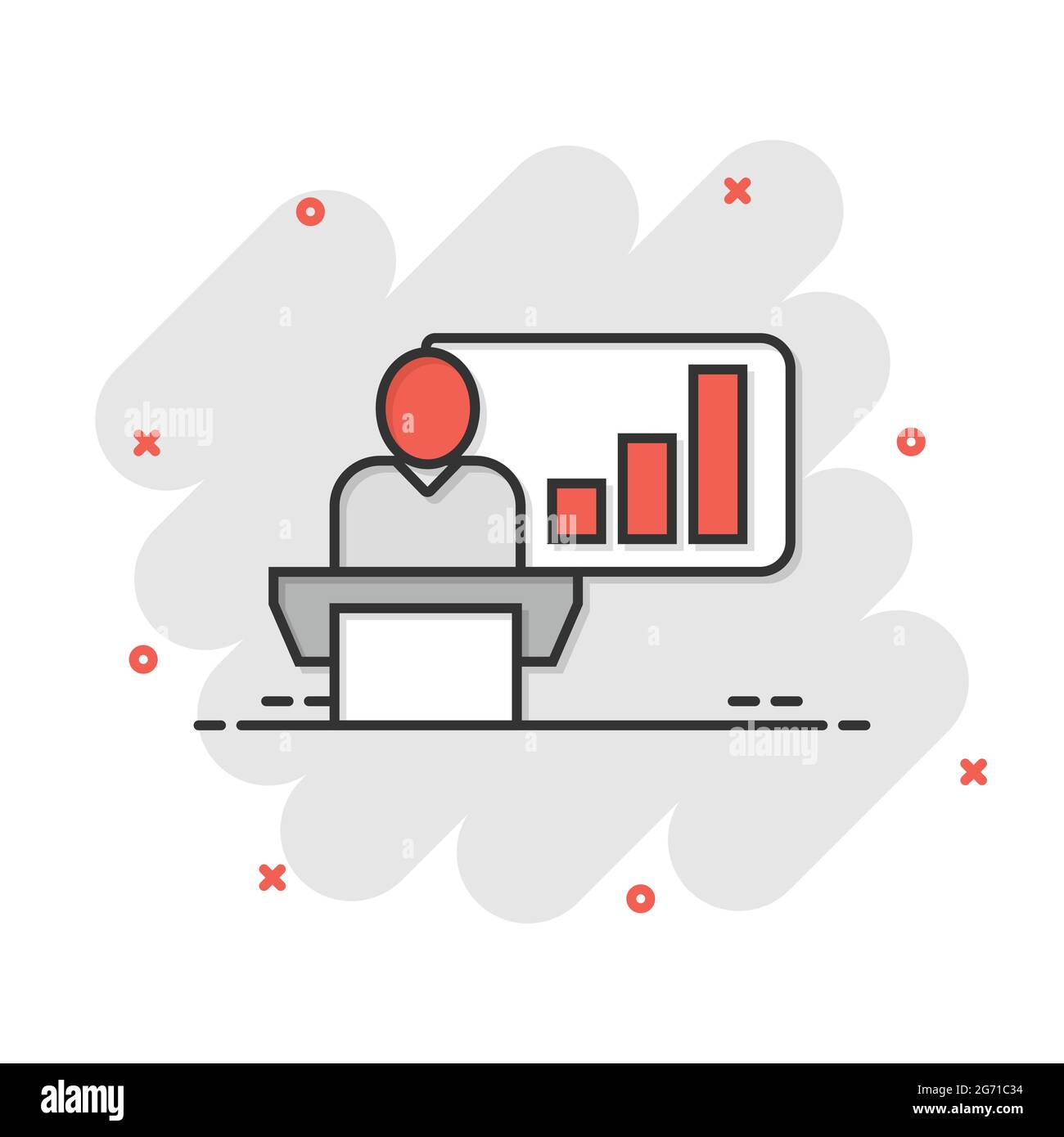 People on podium icon in comic style. Speaker cartoon vector ...