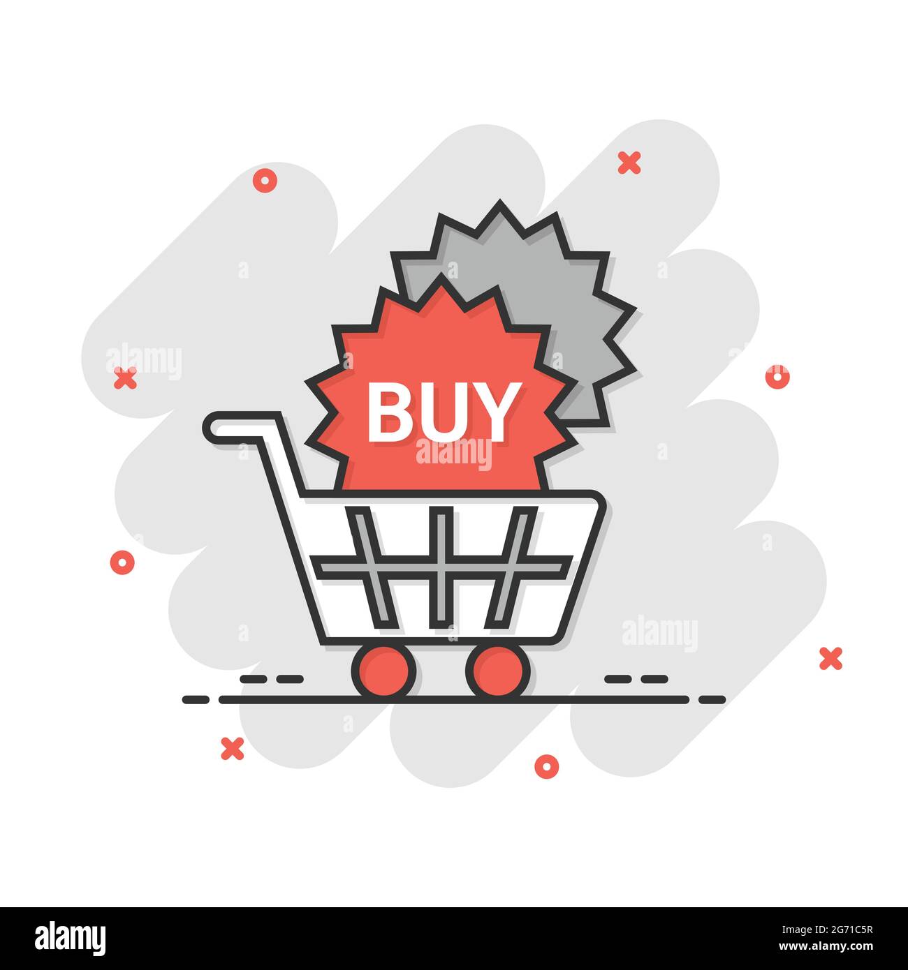 Online shopping star icon in comic style. Buy button cartoon vector ...