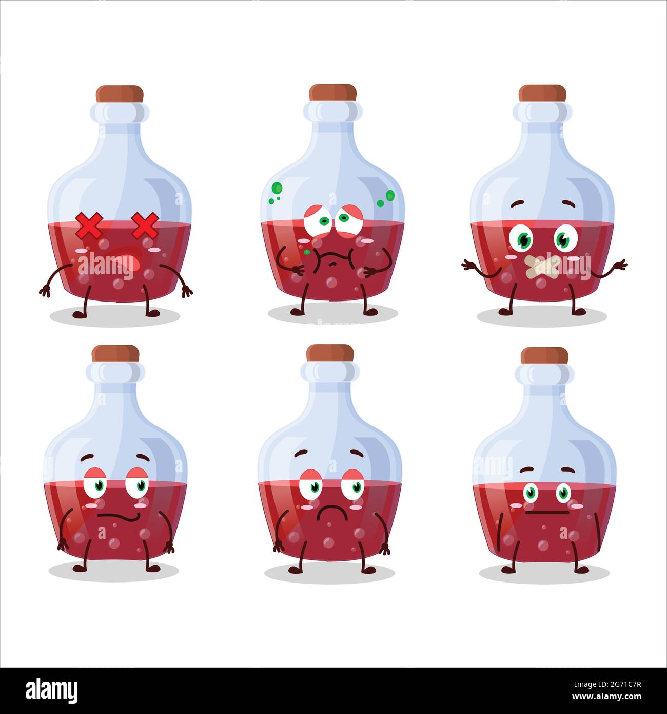 Red magic potion cartoon character with nope expression. Vector ...